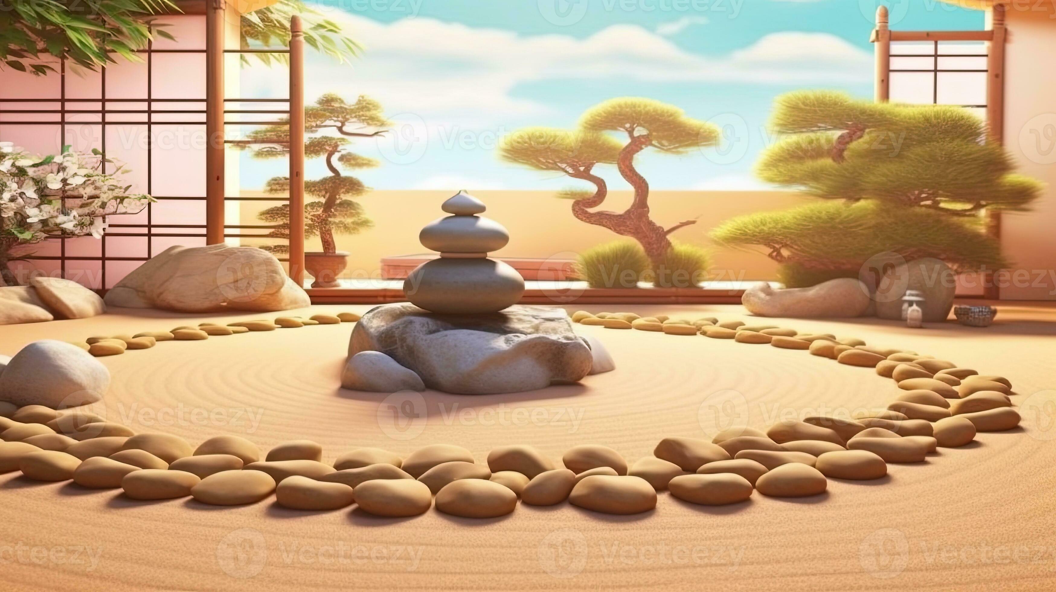 zen garden, digital art illustration, Generative AI 27702219 Stock ... zen garden, digital art illustration, Generative AI 27702219 Stock ...