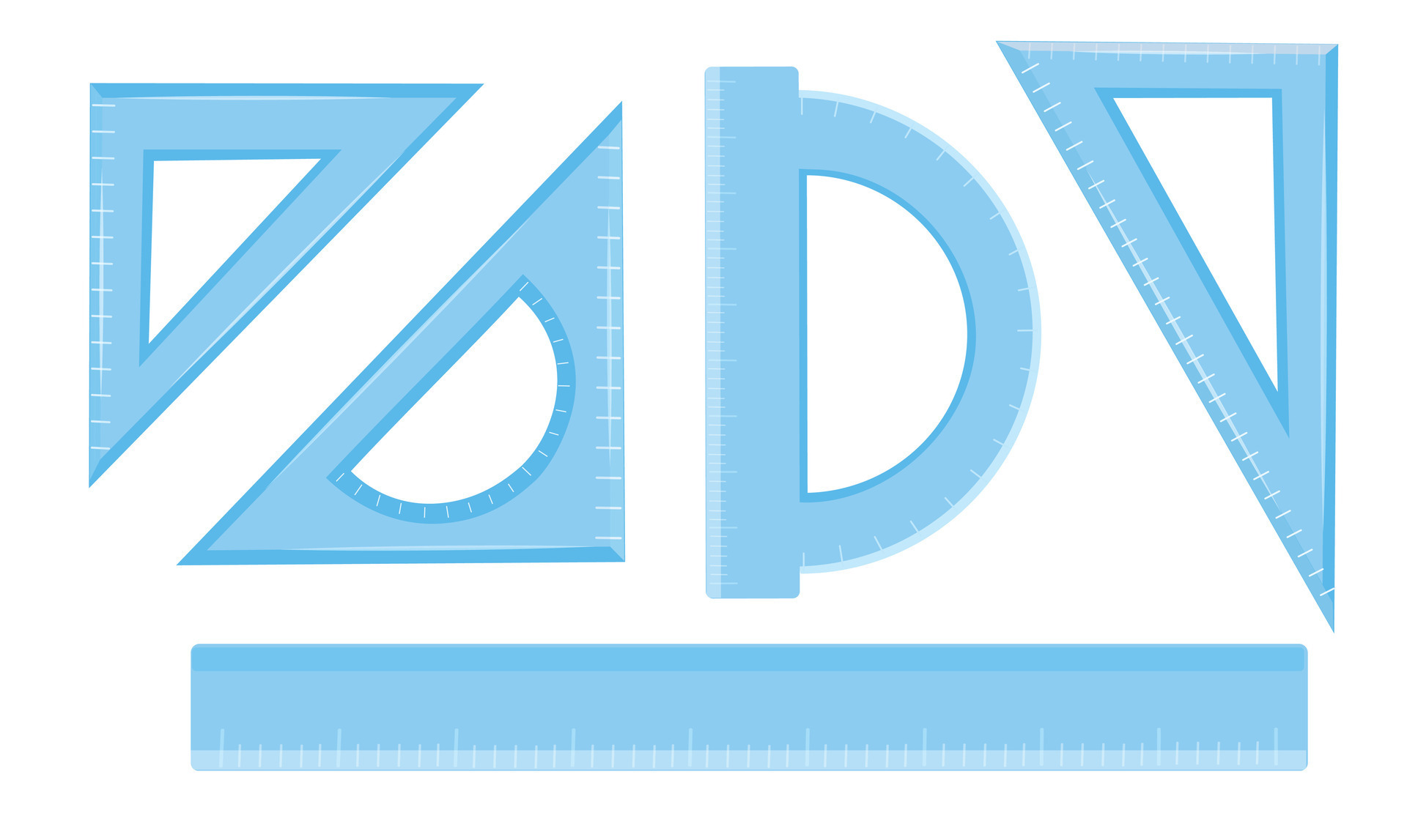 Ruler Vector Set In Pink Triangular Ruler Protractor Straight Ruler