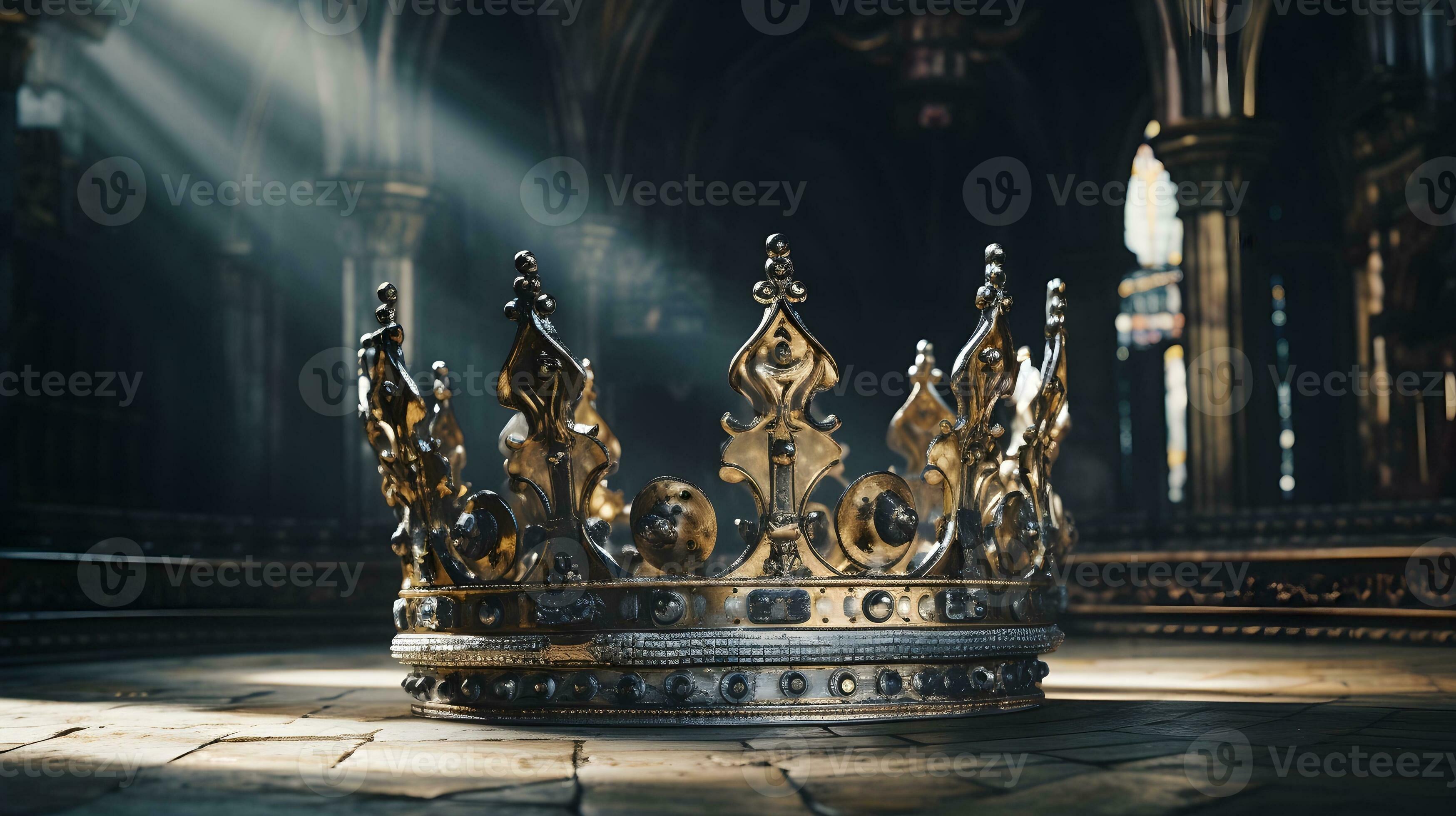 king's crown on the castle floor with sunlight beaming in the ...