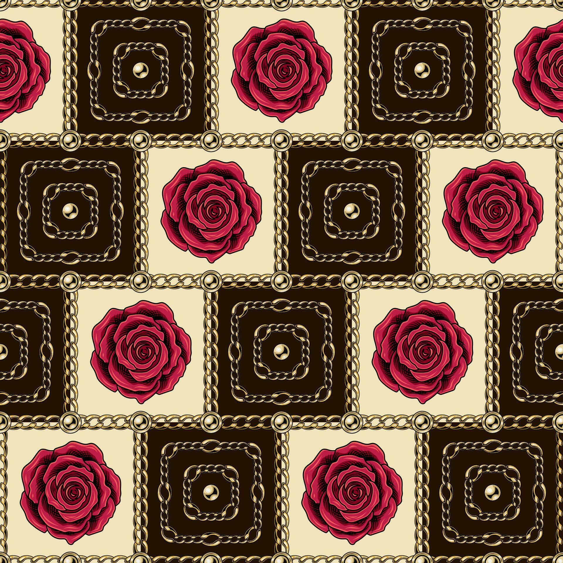 Square Geometric Pattern With Crimson Roses Chains 27704755 Vector Art At Vecteezy