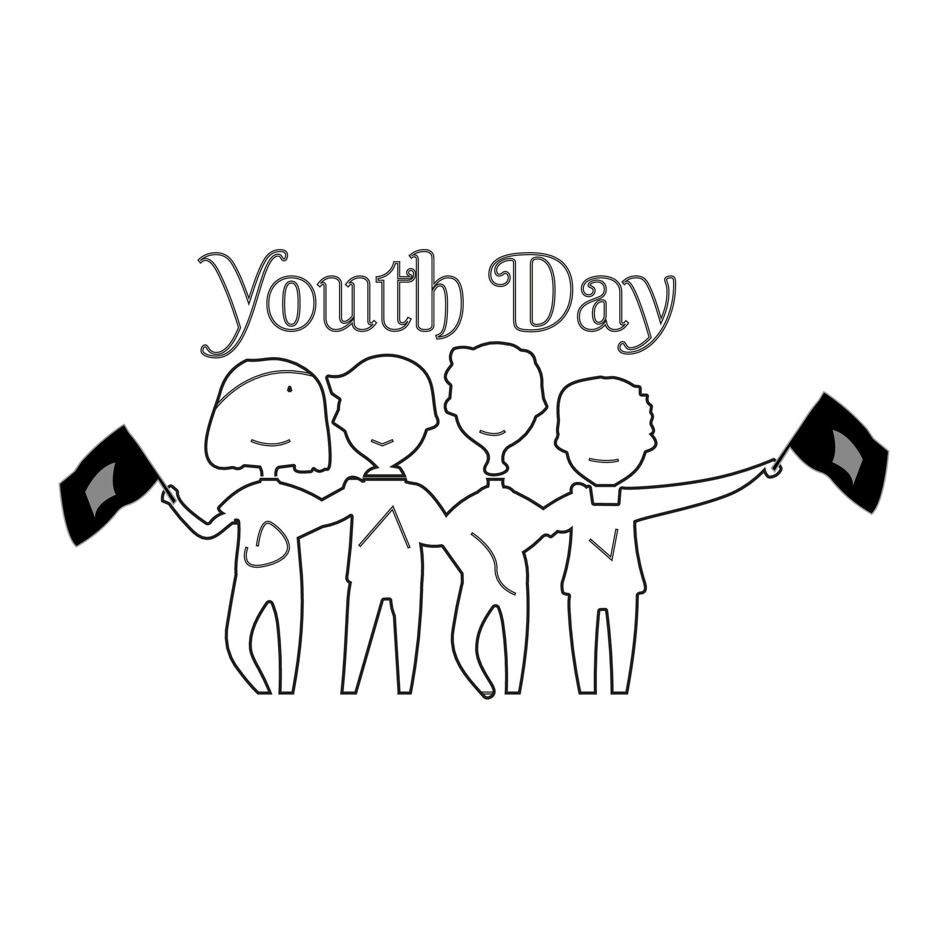 National Youth Day line art Continuous one drawing Four best friends ... National Youth Day line art Continuous one drawing Four best friends ...
