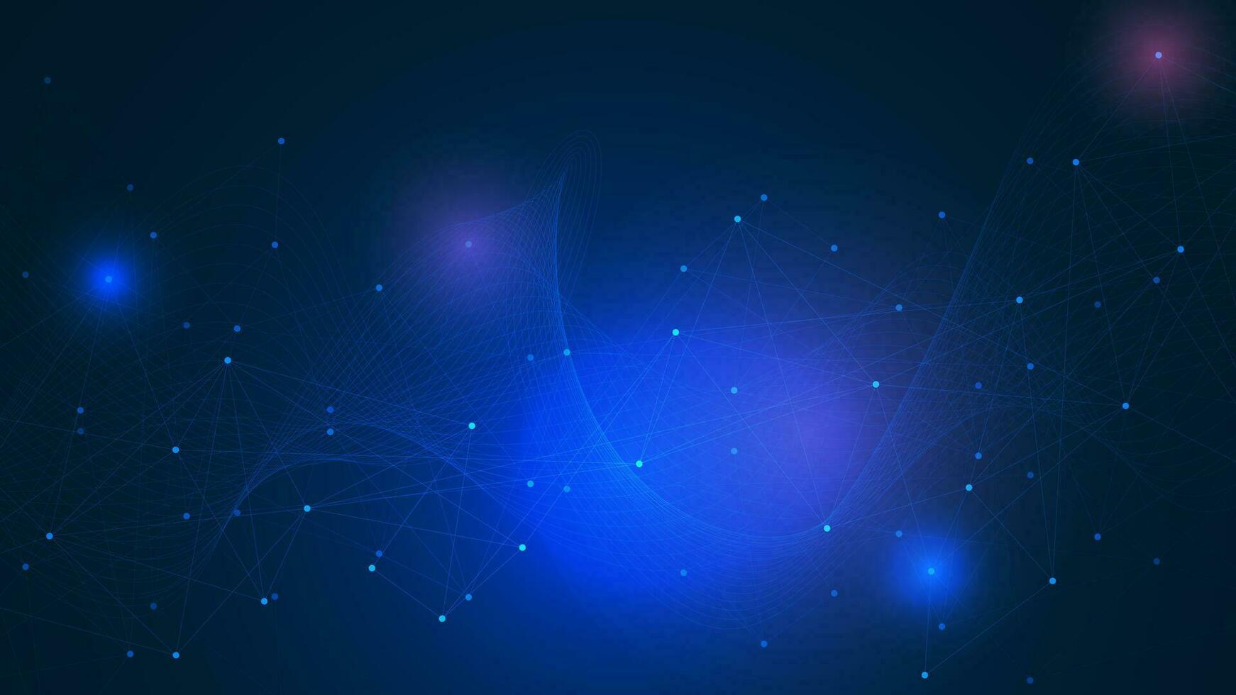 Abstract futuristic network technology with connect dots and lines and wave flow. Big data ...