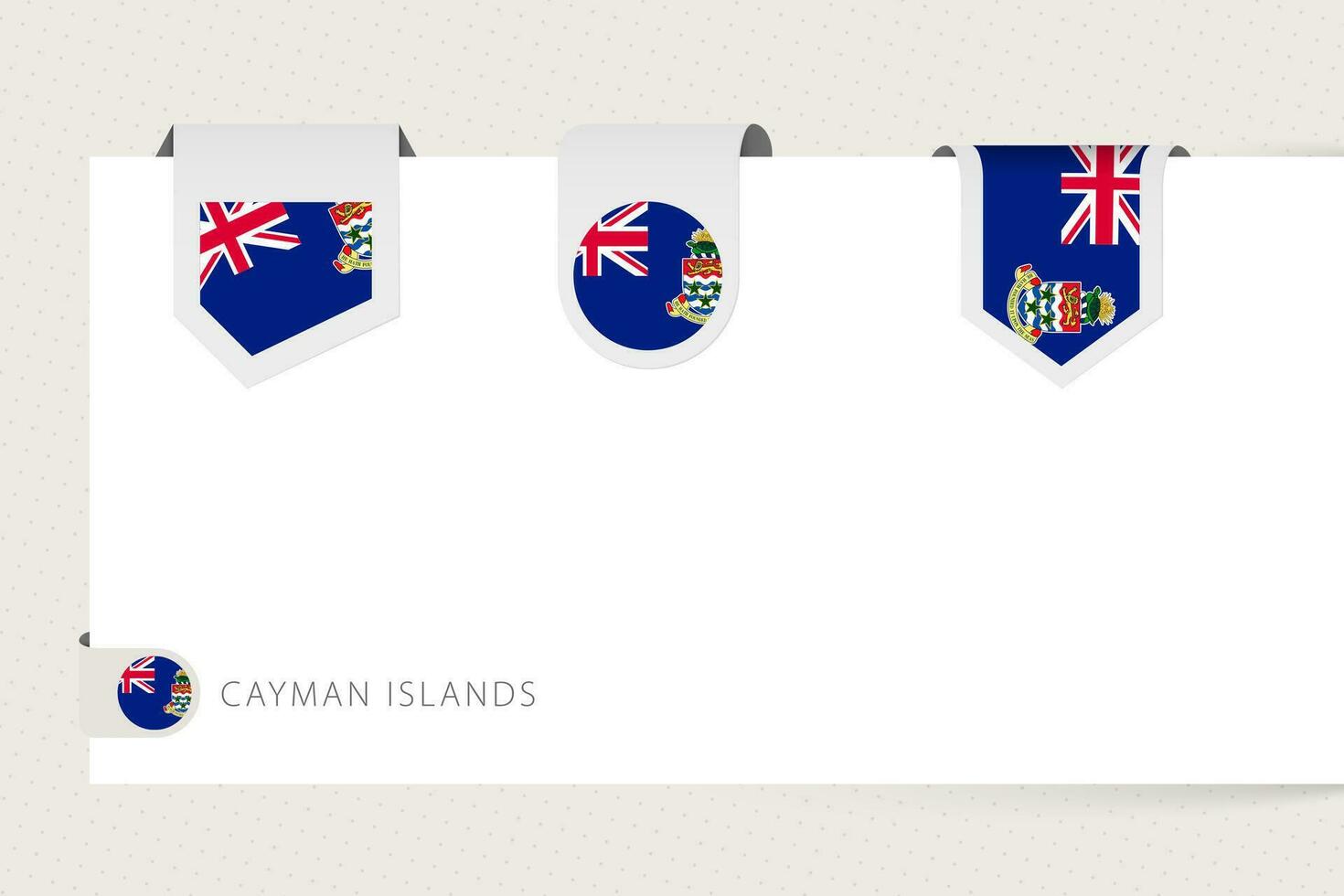 Label flag collection of Cayman Islands in different shape. Ribbon flag template of Cayman ...