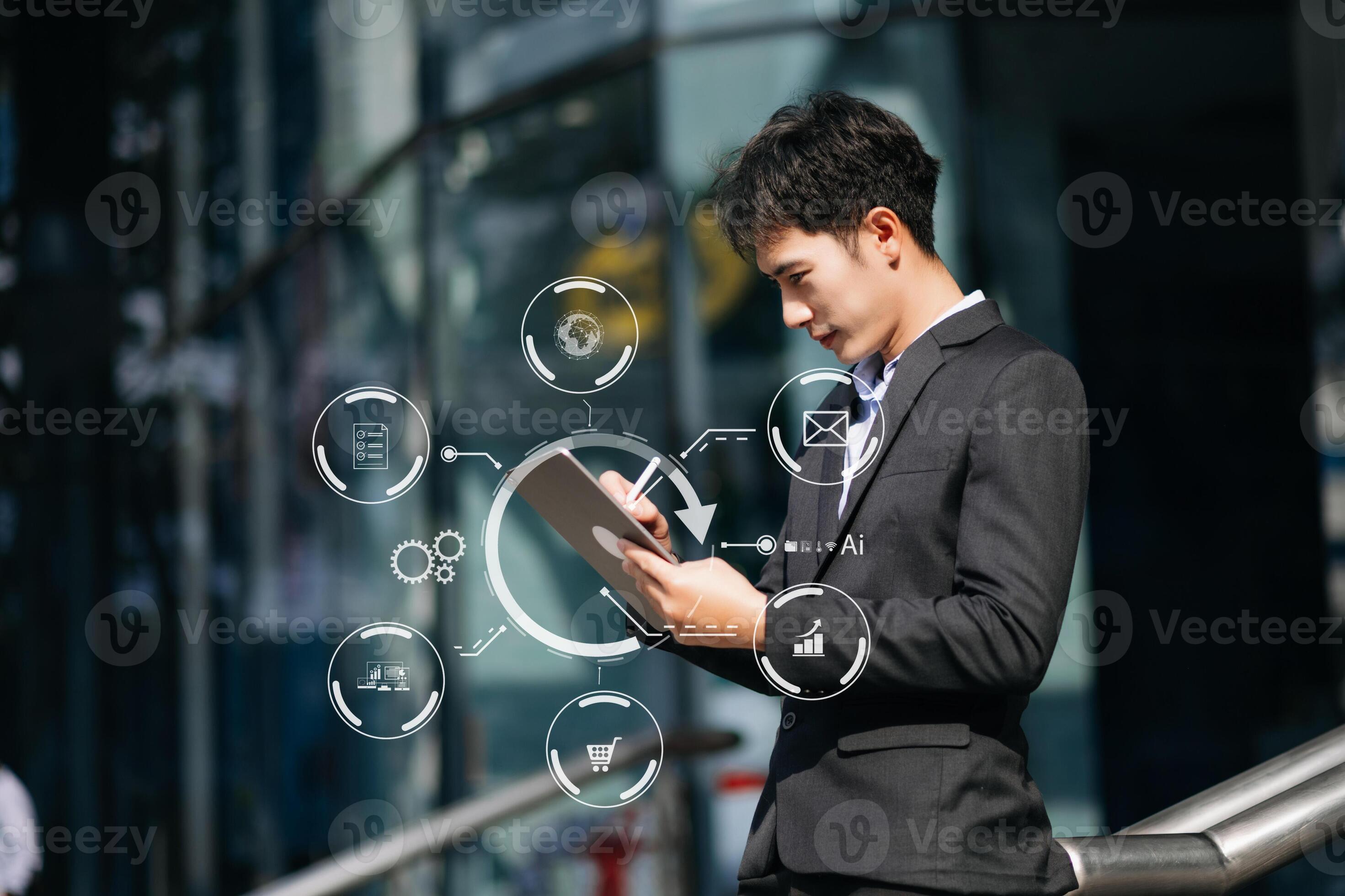 Coding Software Developer Work With Augmented Reality Dashboard Computer Icons With Responsive