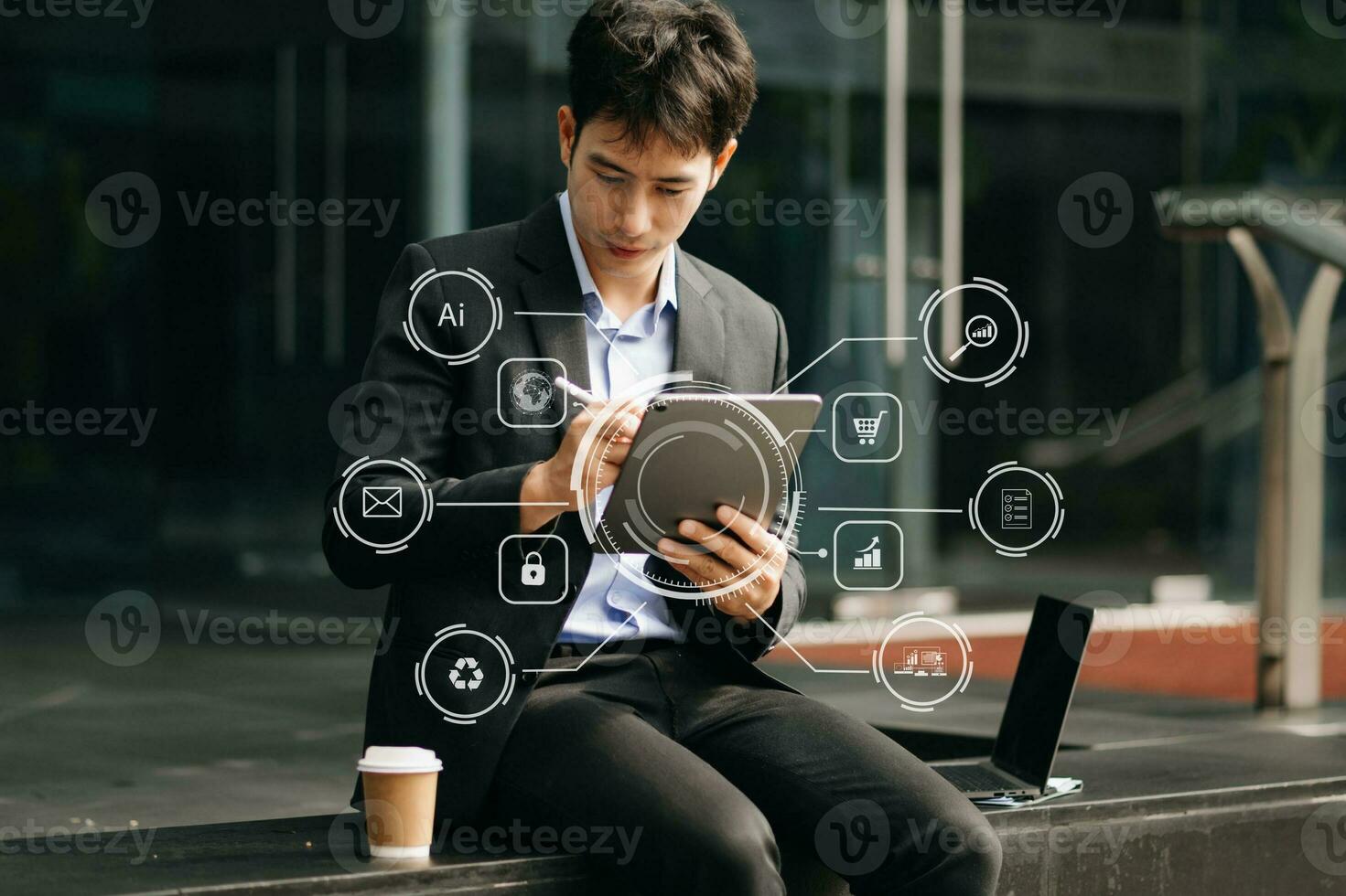 Coding Software Developer Work With Augmented Reality Dashboard Computer Icons With Responsive
