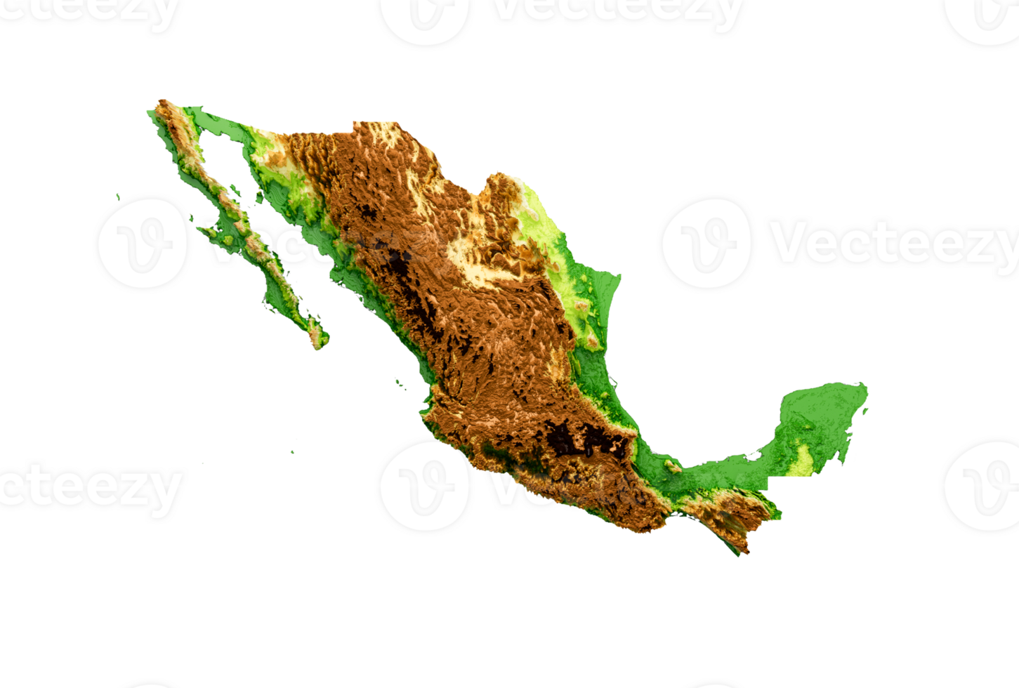 Mexico Map Shaded Relief Color Height Map 3d Illustration 27720481 PNG