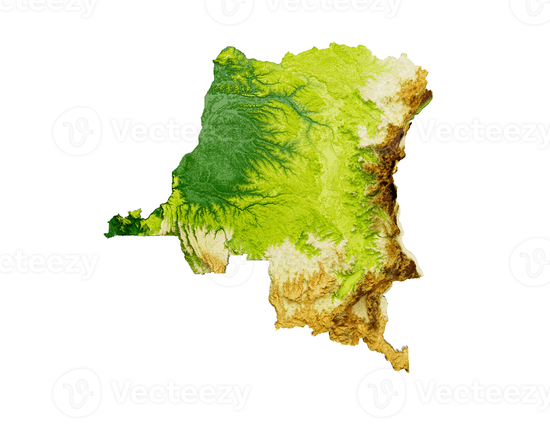 Congo Map Shaded relief Color Height Congo Basin map 3d illustration 27720740 PNG