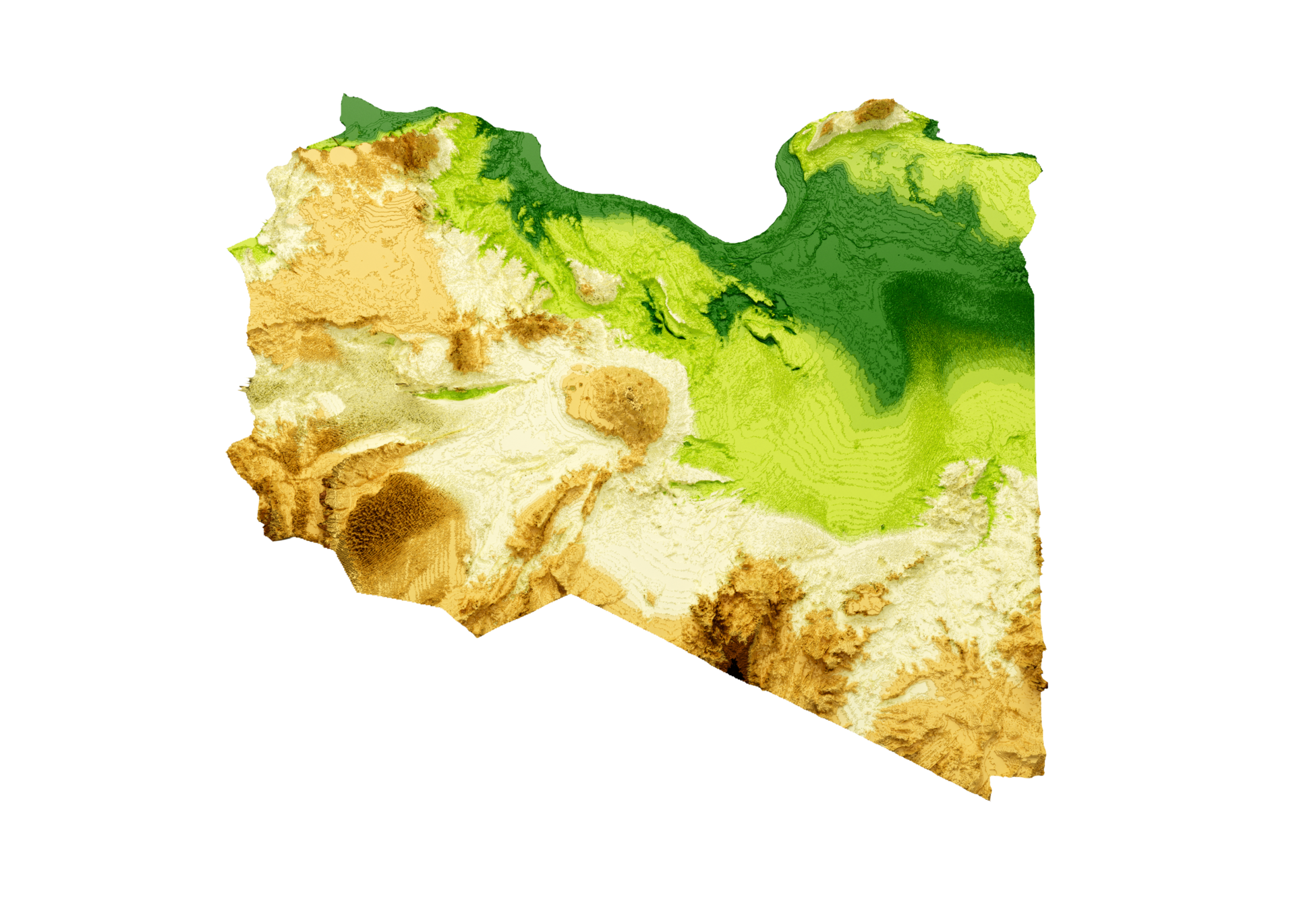 Libya Map Shaded relief Color Height map 3d illustration 27720881 PNG