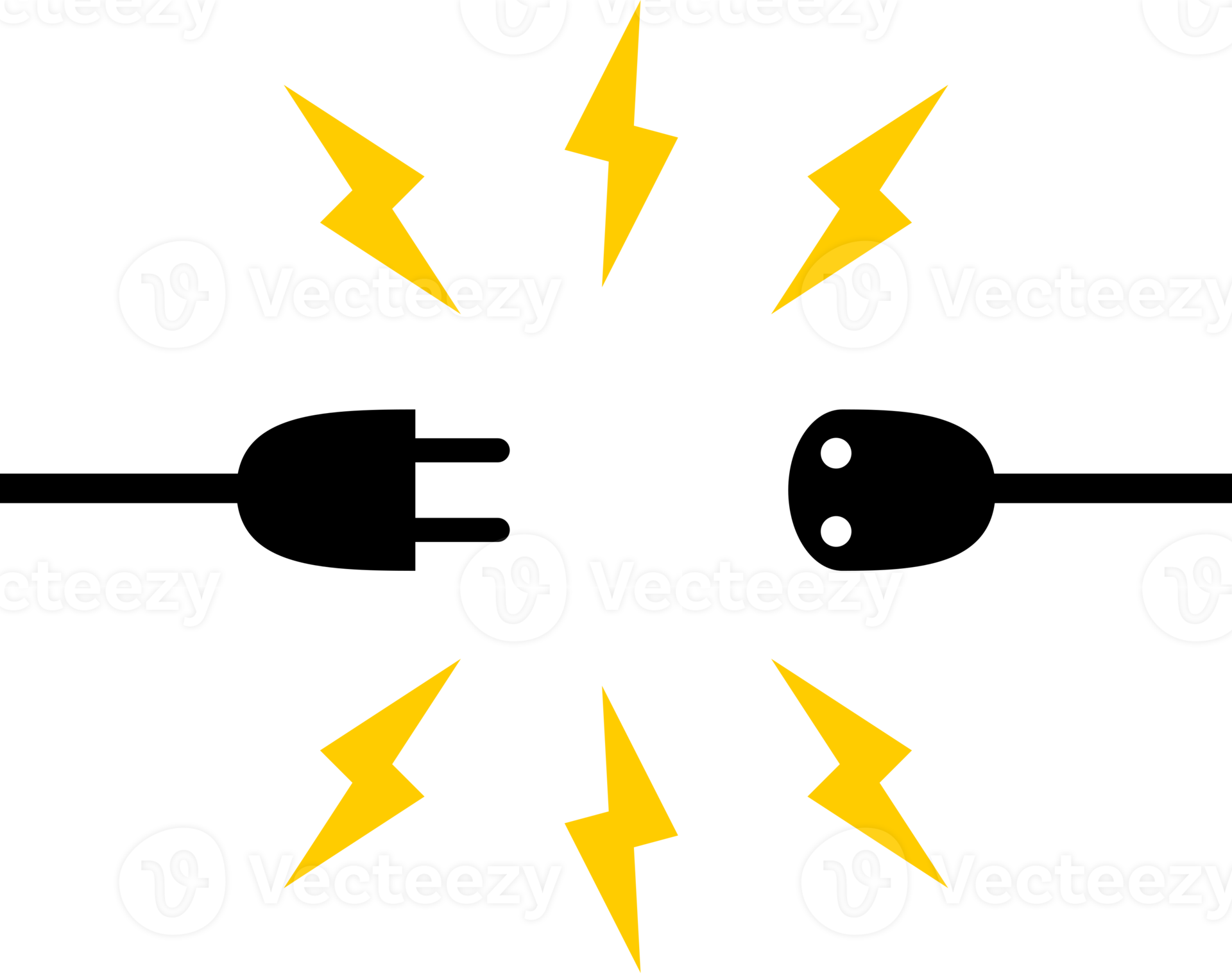 plug and socket electric disconnection with yellow electric short circuit sparks 27722154 PNG