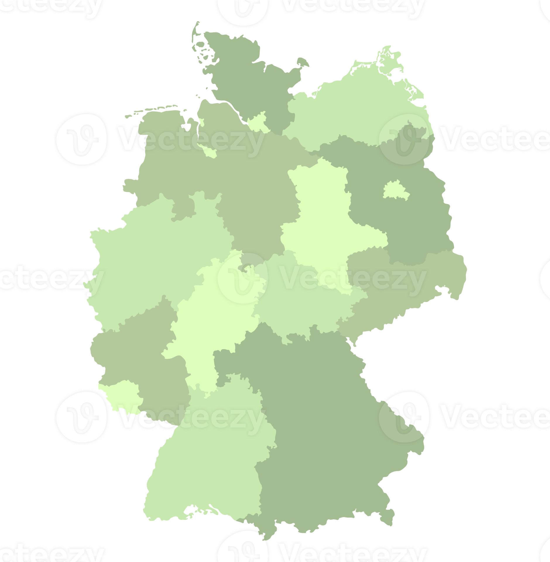 German Map Administration Region In Outline Green Color Map Of Germany 27724931 Png