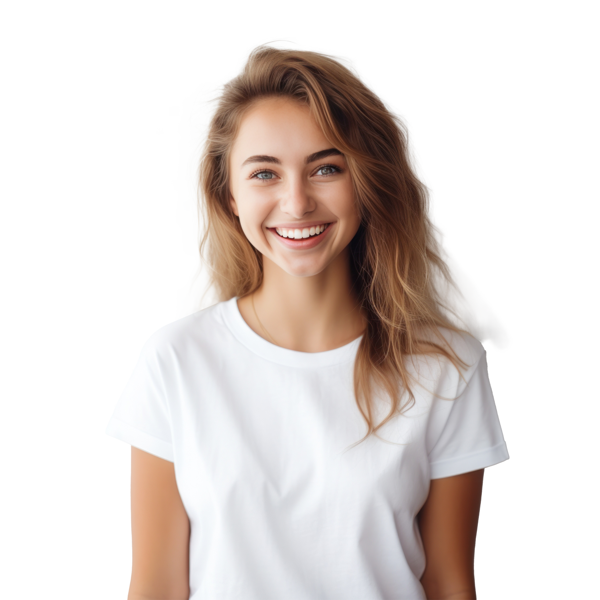 Young Woman In White T Shirt Isolated 27729277 Png
