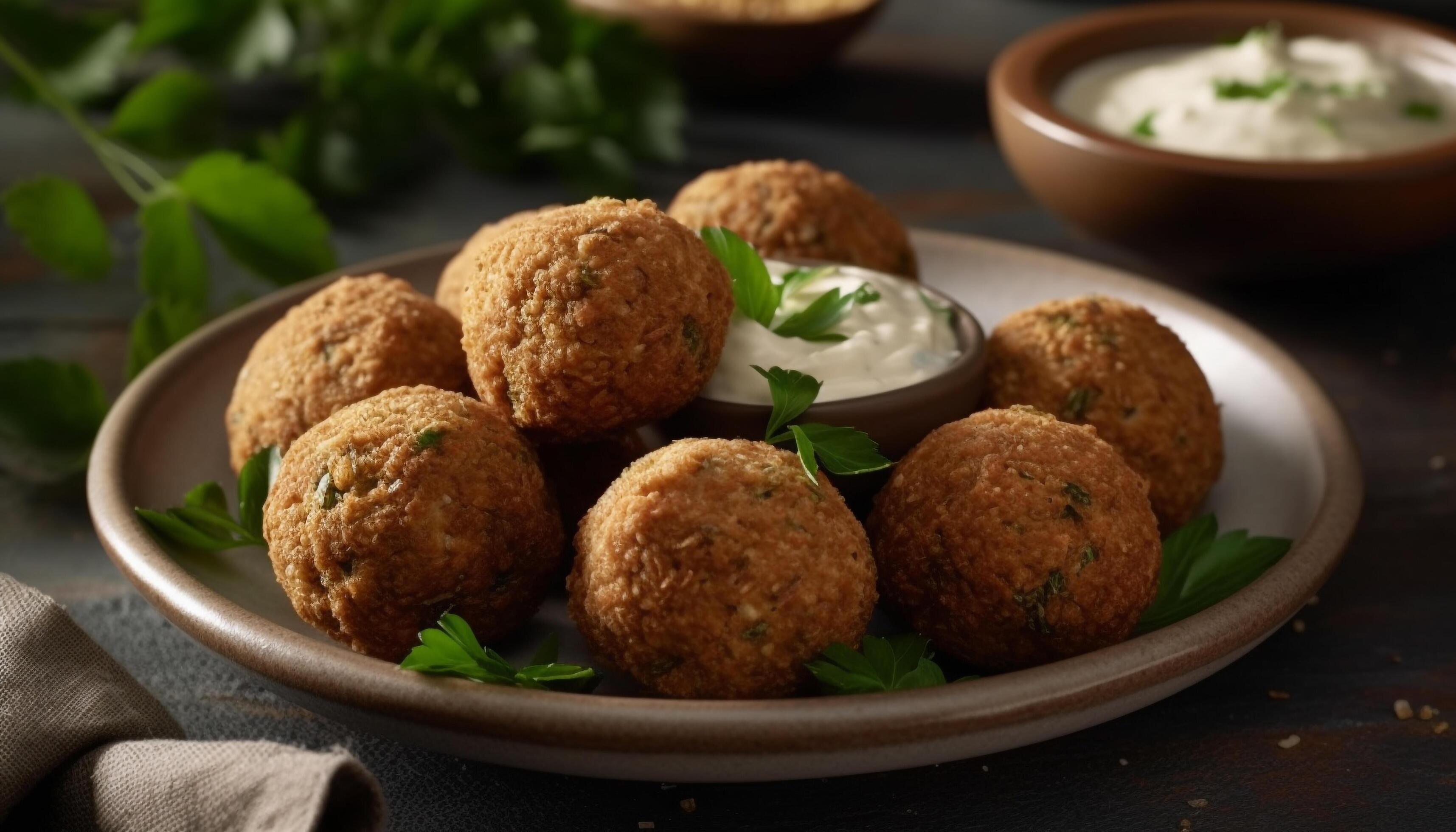 Fresh falafel balls with parsley and cilantro, a healthy appetizer ...