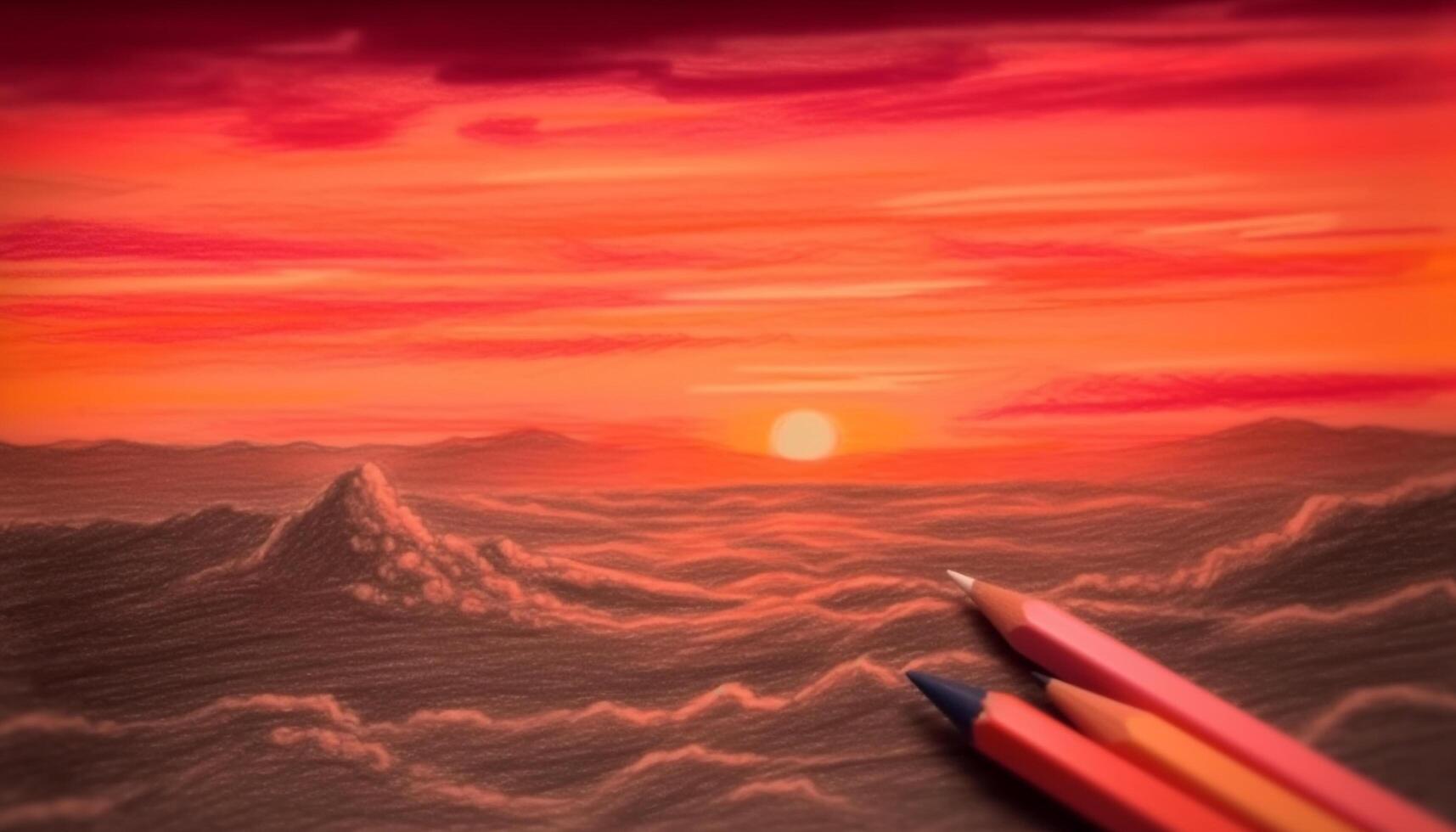 Sunset Colored Pencil Drawing