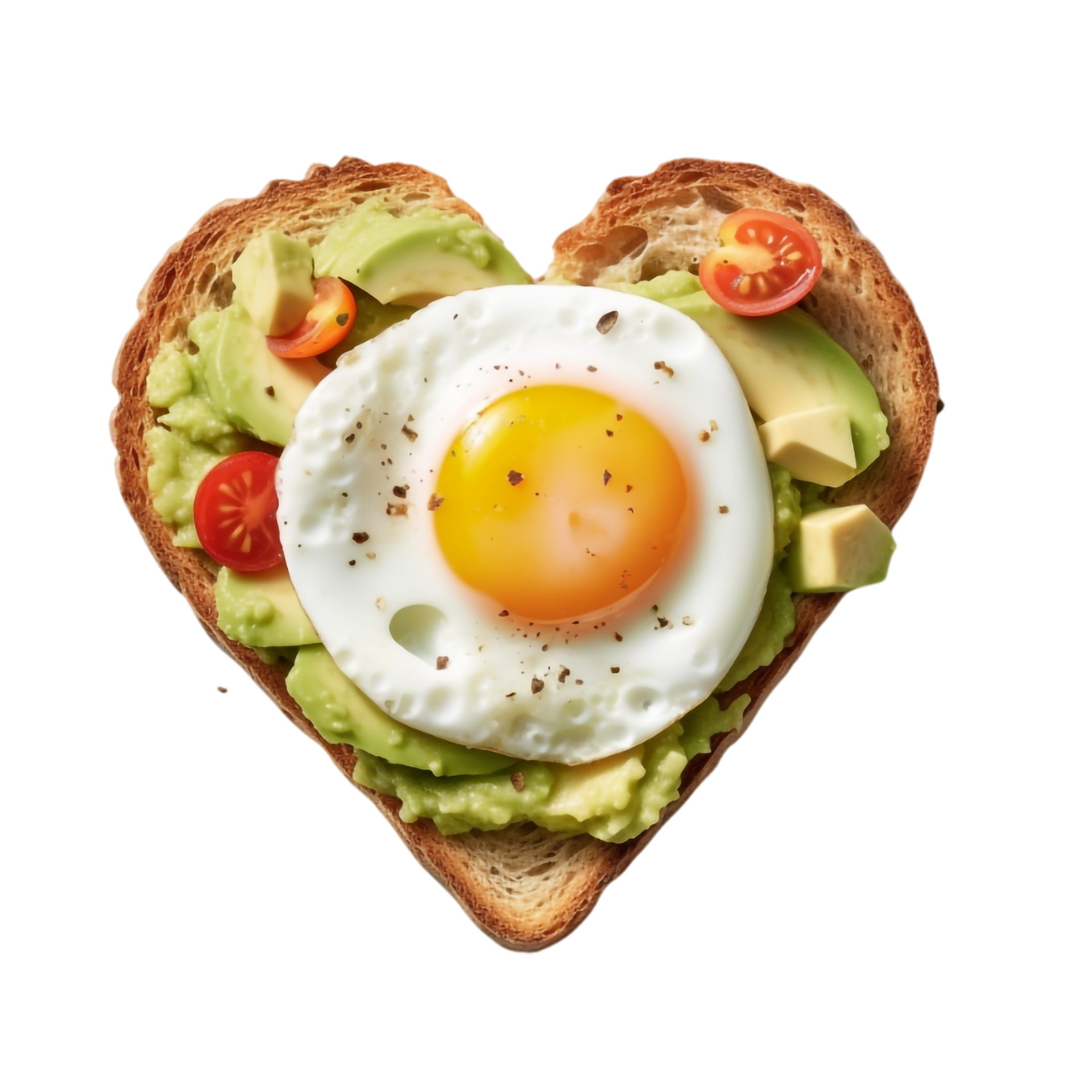 Avocado Toast With Egg And Tomato On Heart Shape 27735611 Png