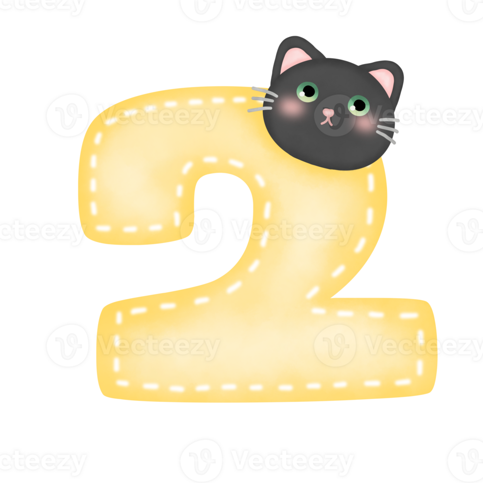 Cute cartoon pastel doodle hand draw cat number 27737465 PNG