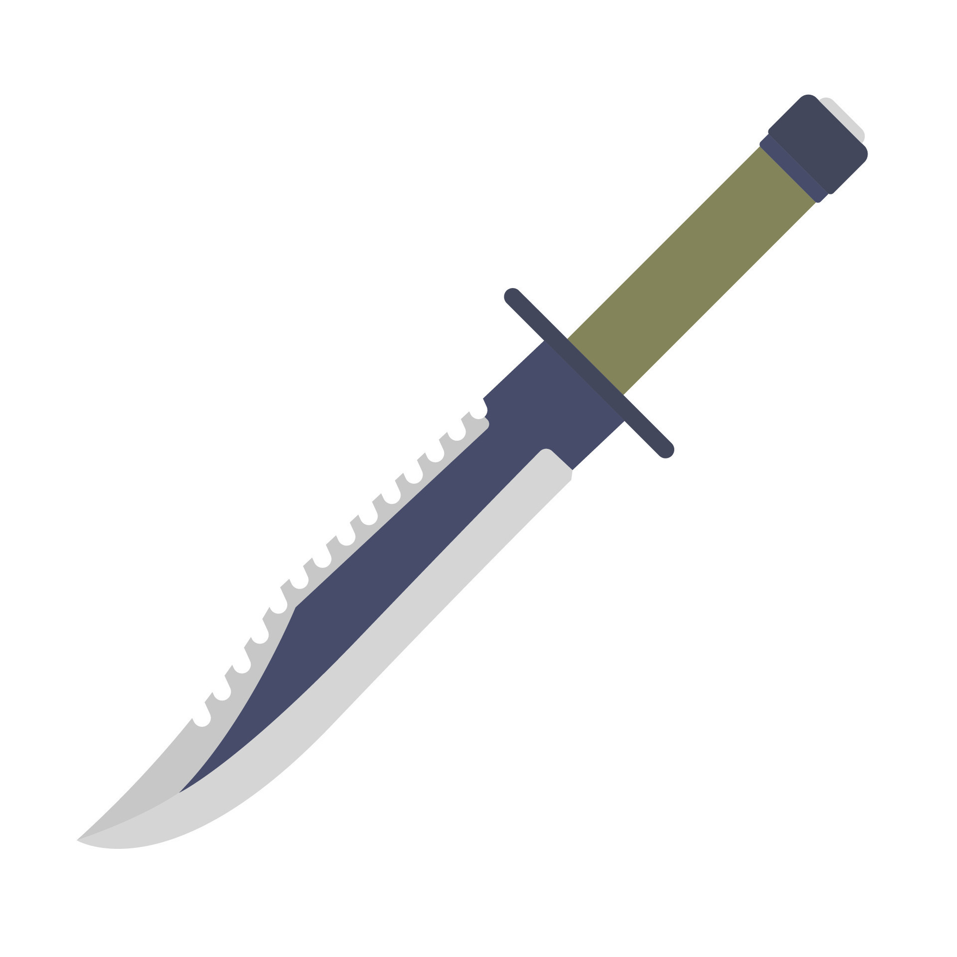 Survival Knife Flat Illustration Clean Icon Design Element On Isolated White Background