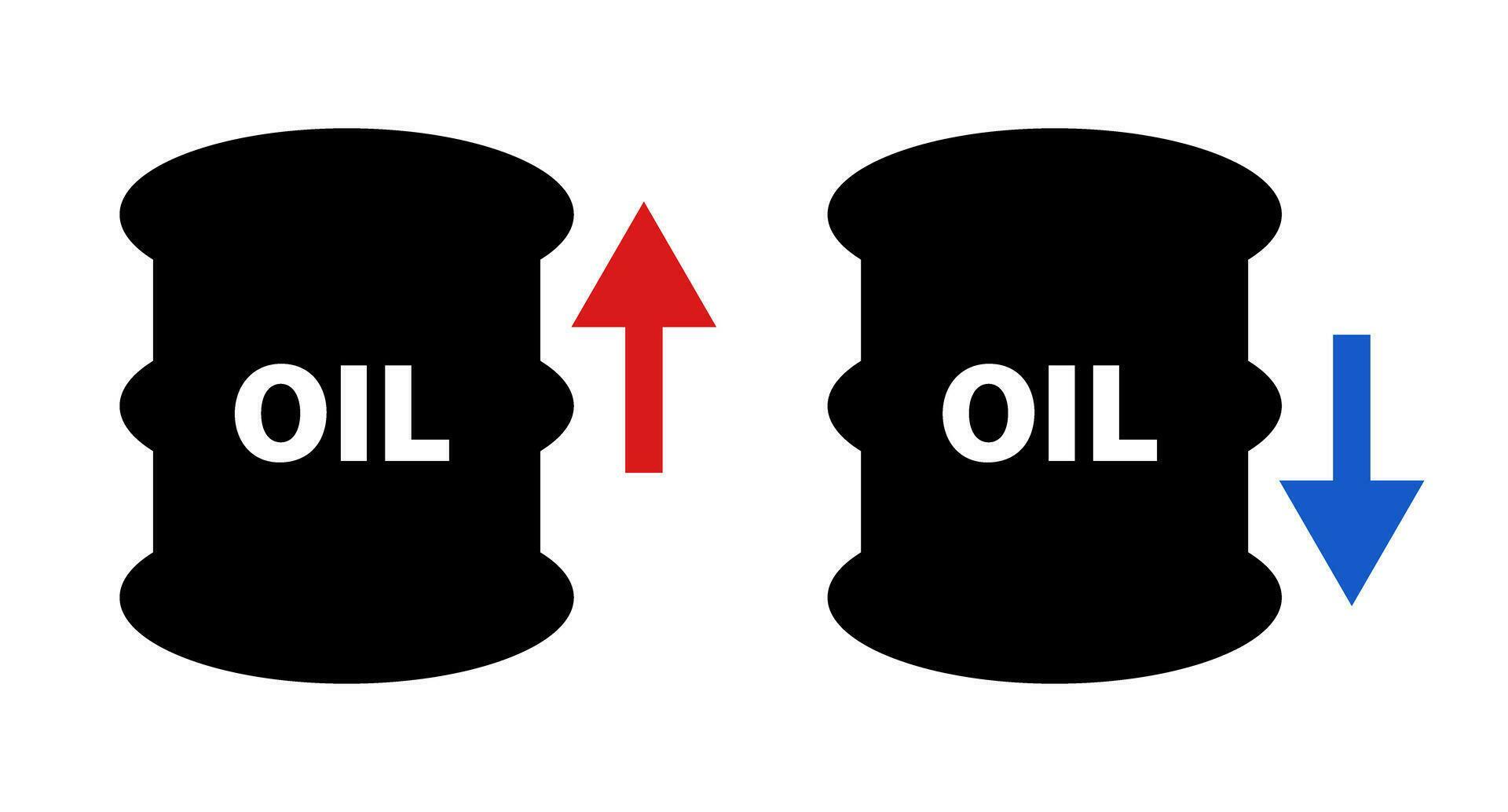 Crude oil and petroleum fuel price increase and decrease icons set ...