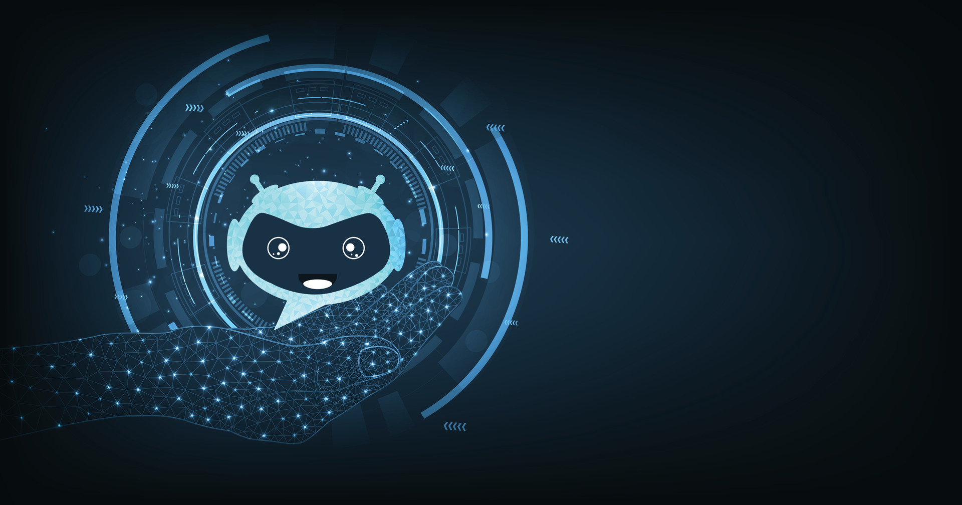 Online Robot Chatbot Head Icon Style Vector Illustration On Dark Blue