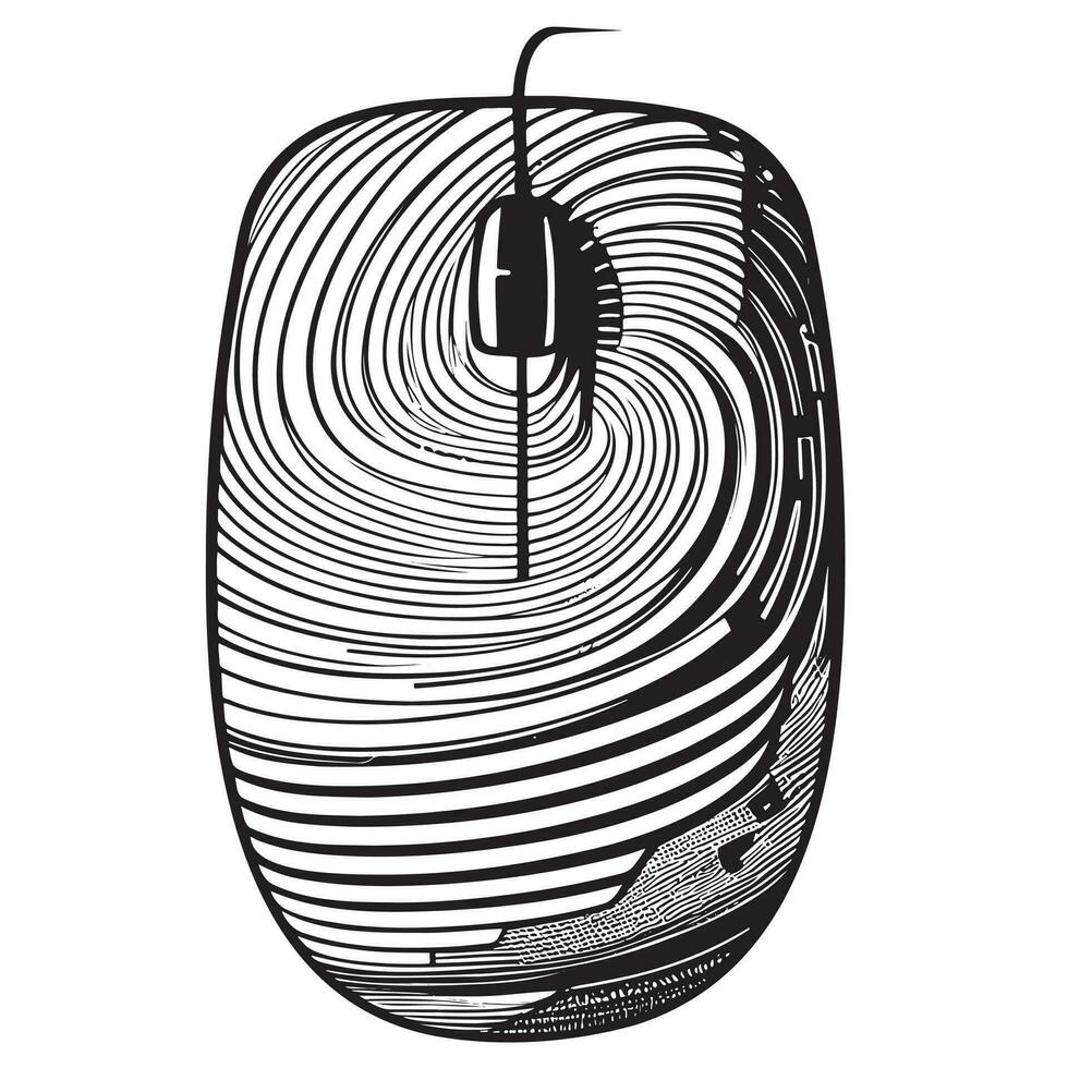 Computer mouse hand drawn sketch illustration Computer technology ...