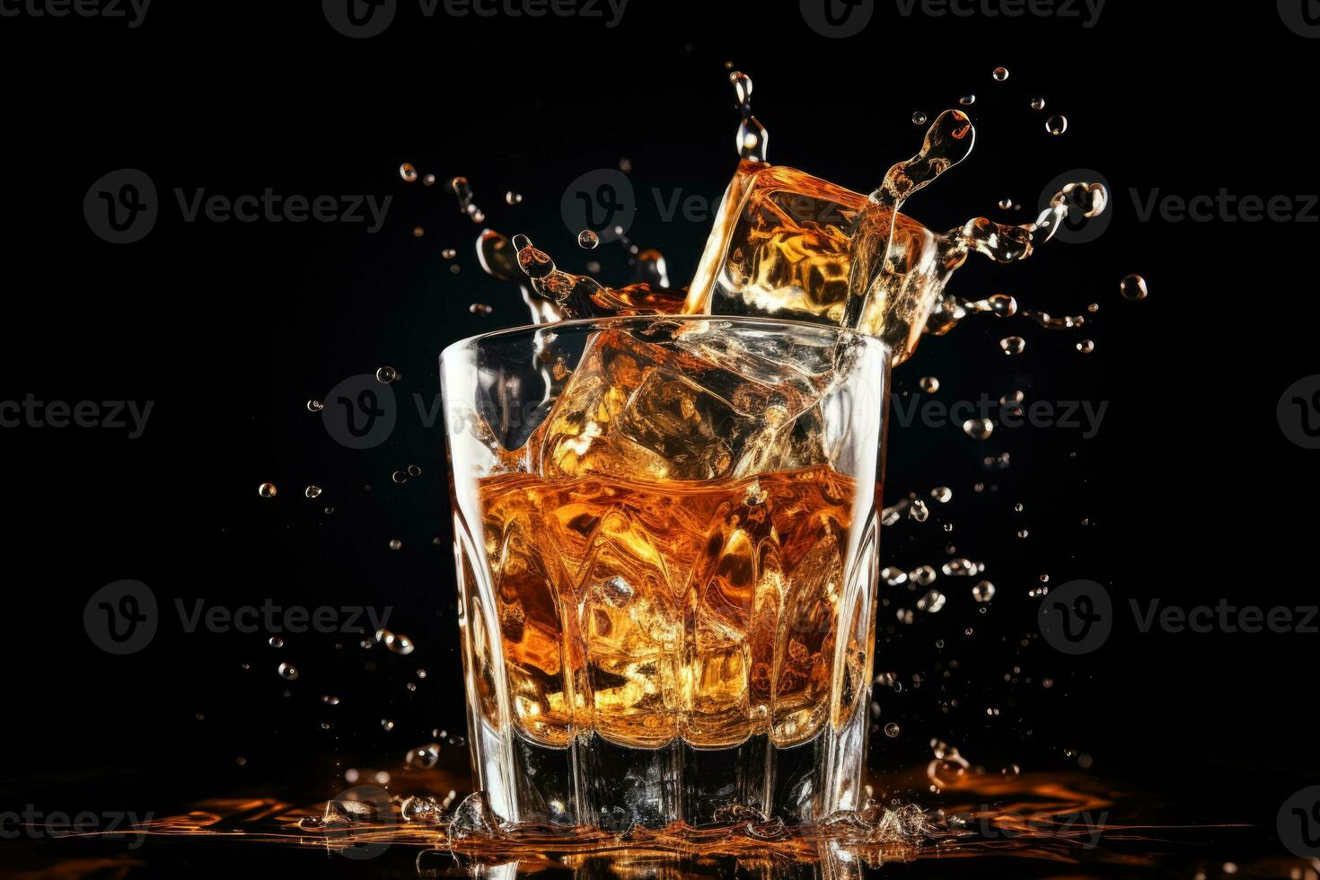 Super slow motion of ice cube falling into whisky filmed at 1000 fps with high-speed cinema ...
