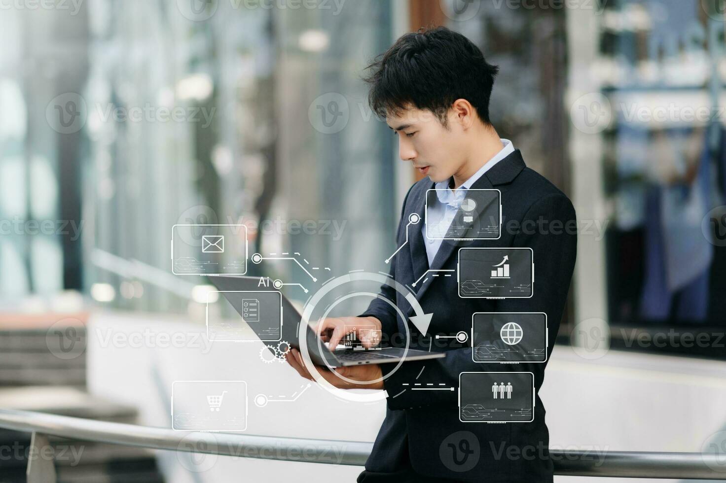 Coding Software Developer Work With Augmented Reality Dashboard Computer Icons With Responsive