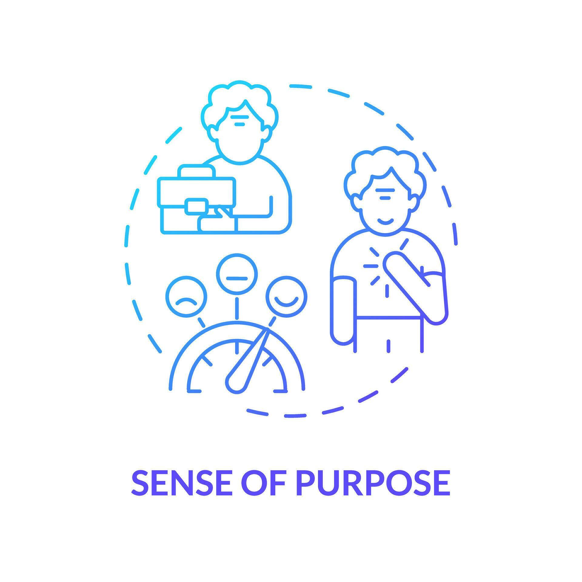 2d Gradient Sense Of Purpose Thin Line Icon Concept Isolated Vector Blue Illustration