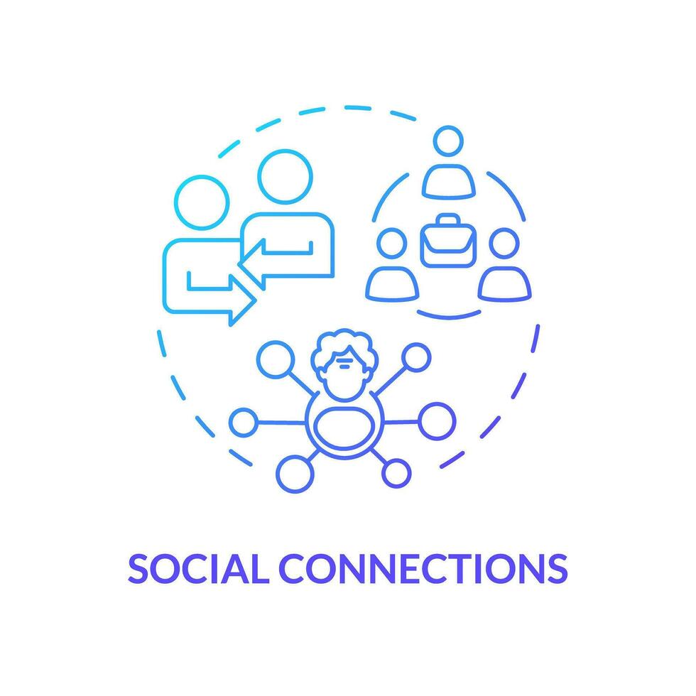 2d Gradient Social Connections Thin Line Icon Concept Isolated Vector Blue Illustration