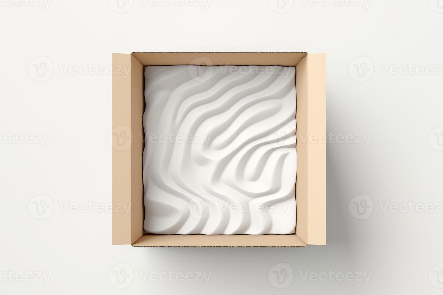 Top view of open cardboard box mockup on white background, 27764880 Stock Photo at Vecteezy