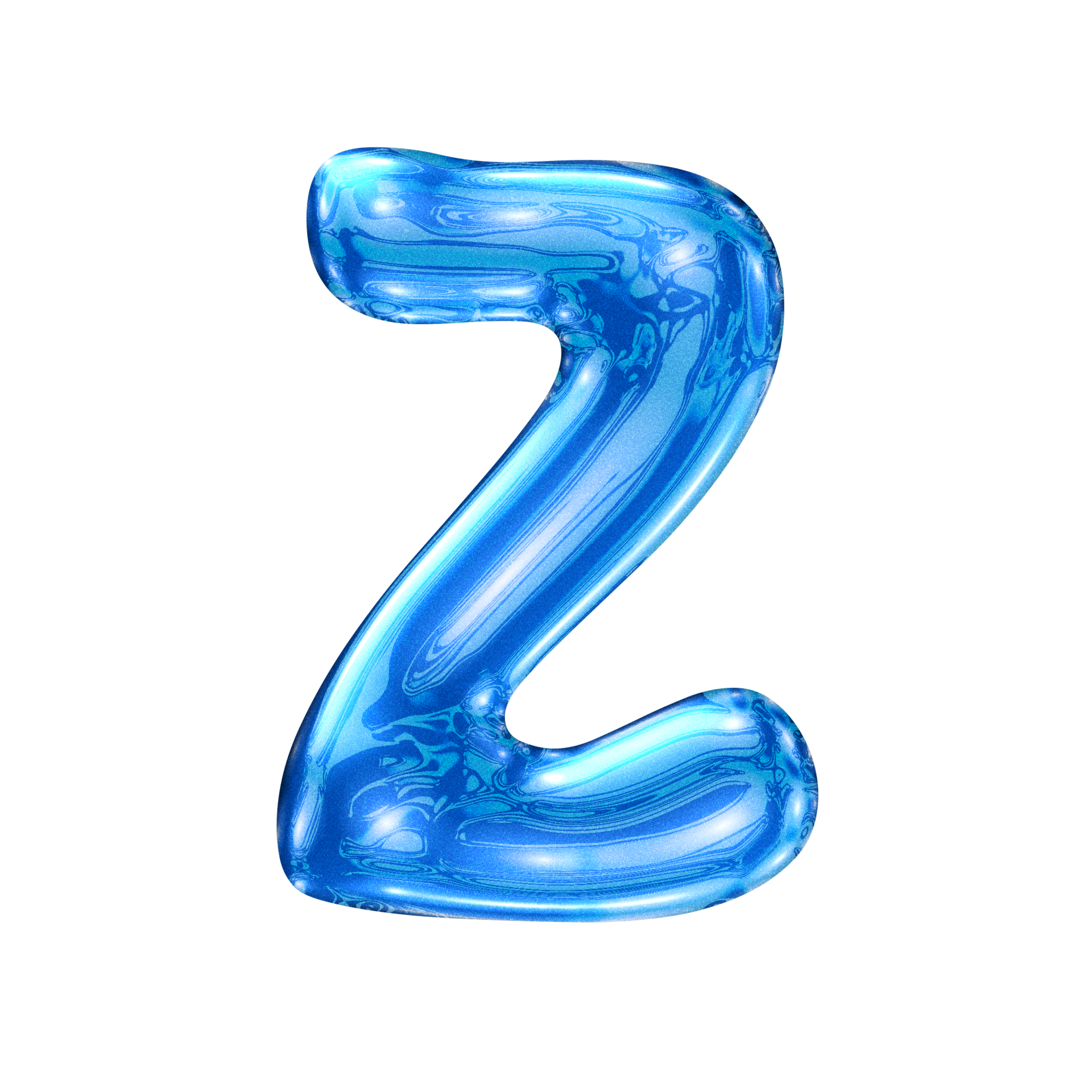 Z font alphabet with y2k liquid sea blue chrome effect 27764888 PNG