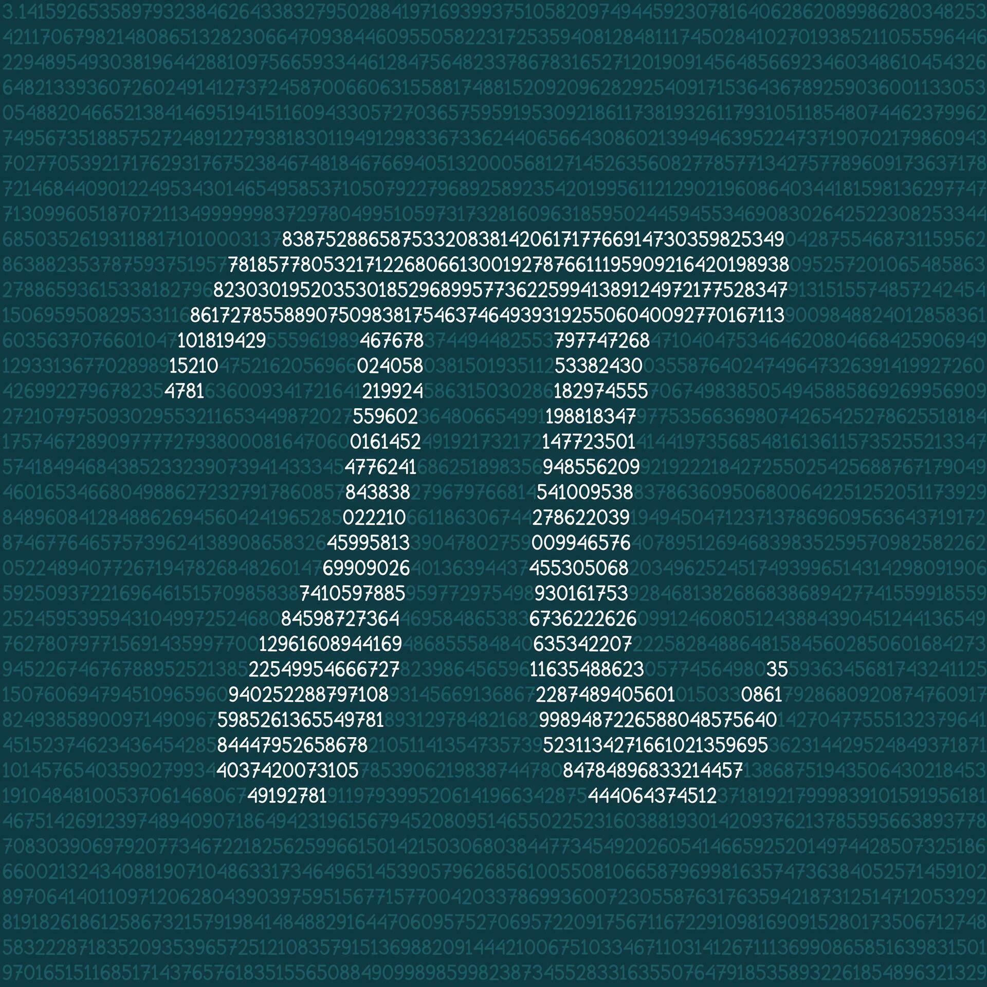 Pi symbol art created by numbers. Thousands of digits of Pi number ...