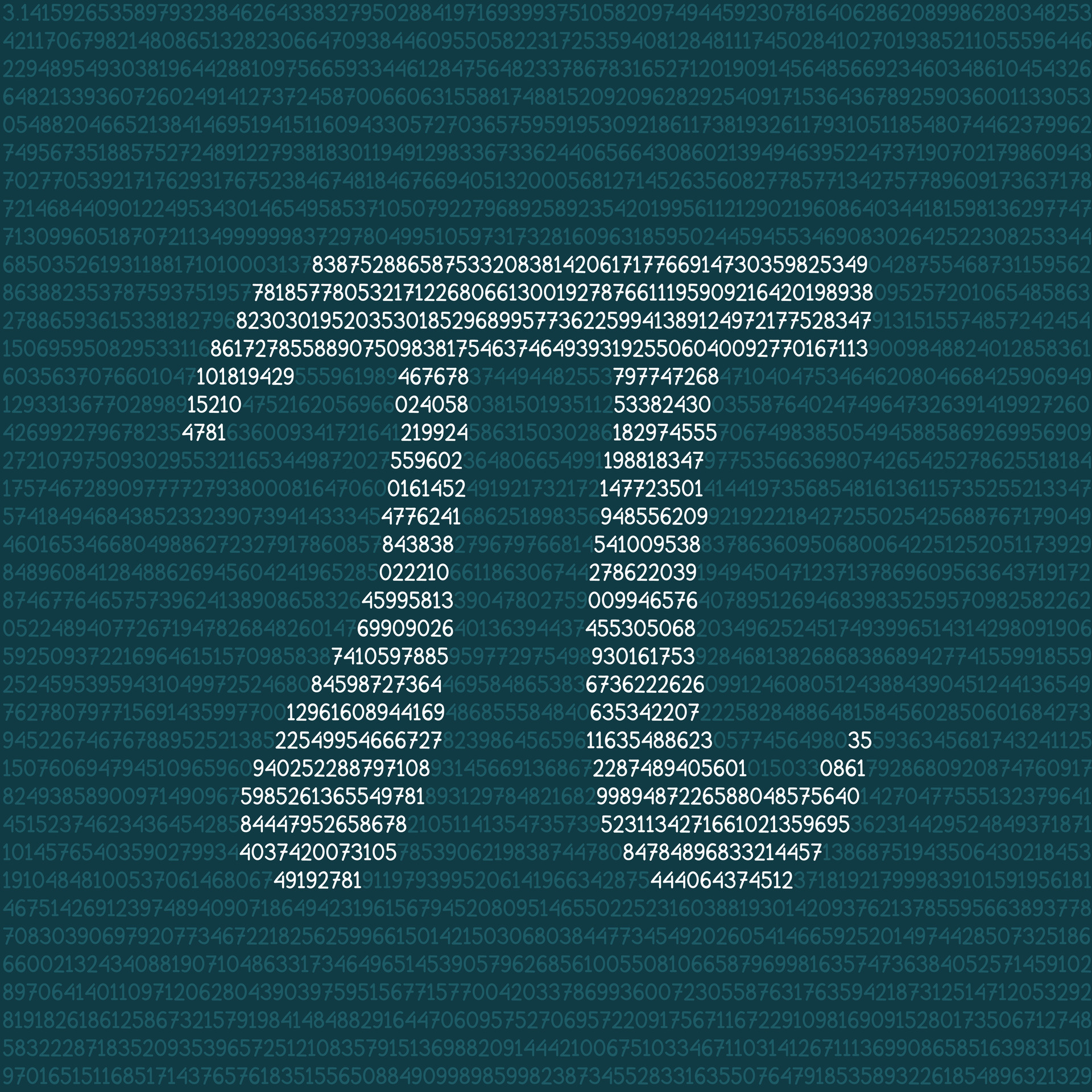 Pi symbol art created by numbers. Thousands of digits of Pi number ...