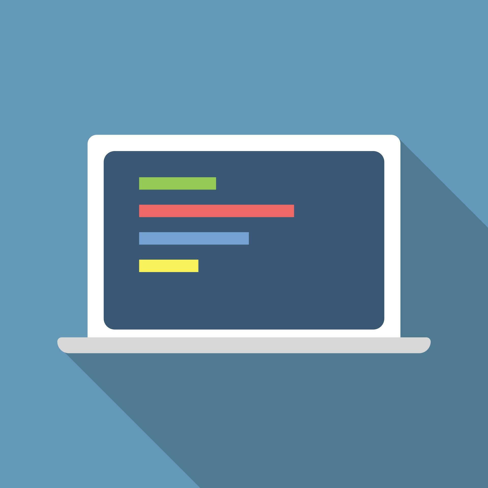 Informatics Flat Icon With Long Shadow Simple Laptop With Coding Screen Icon Pictogram Vector