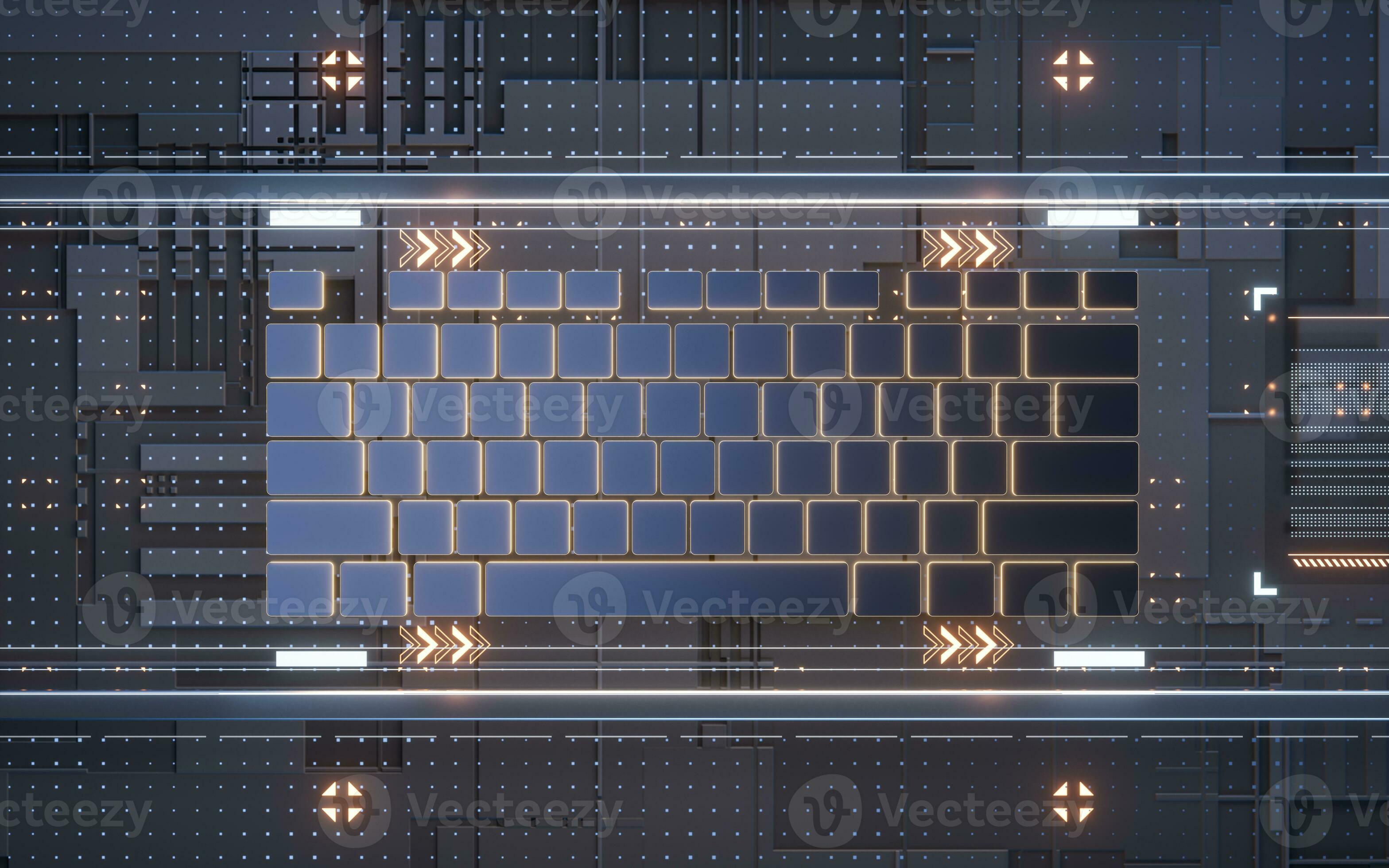 Computer keyboard with digital cyberspace background, 3d rendering ...