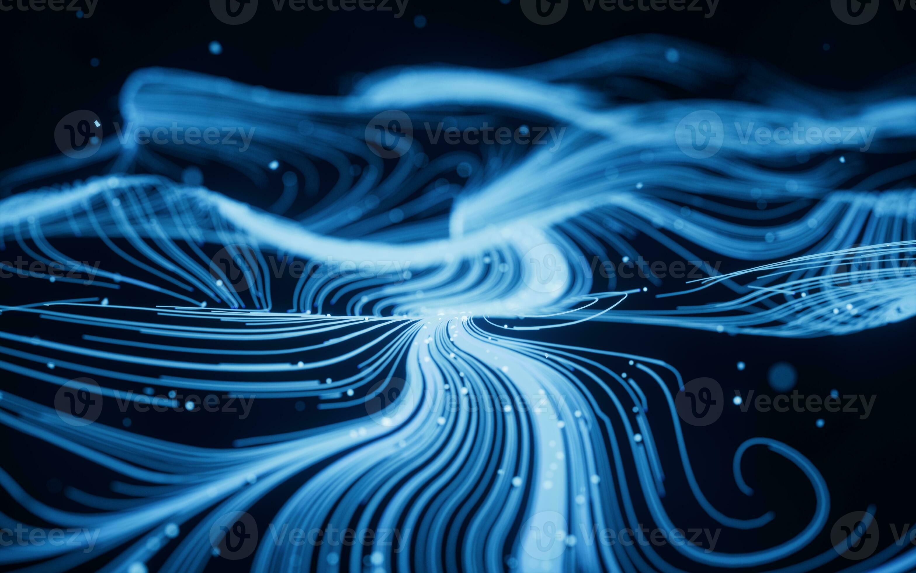 Wave particles lines with swirling pattern, 3d rendering. 27771115 ...