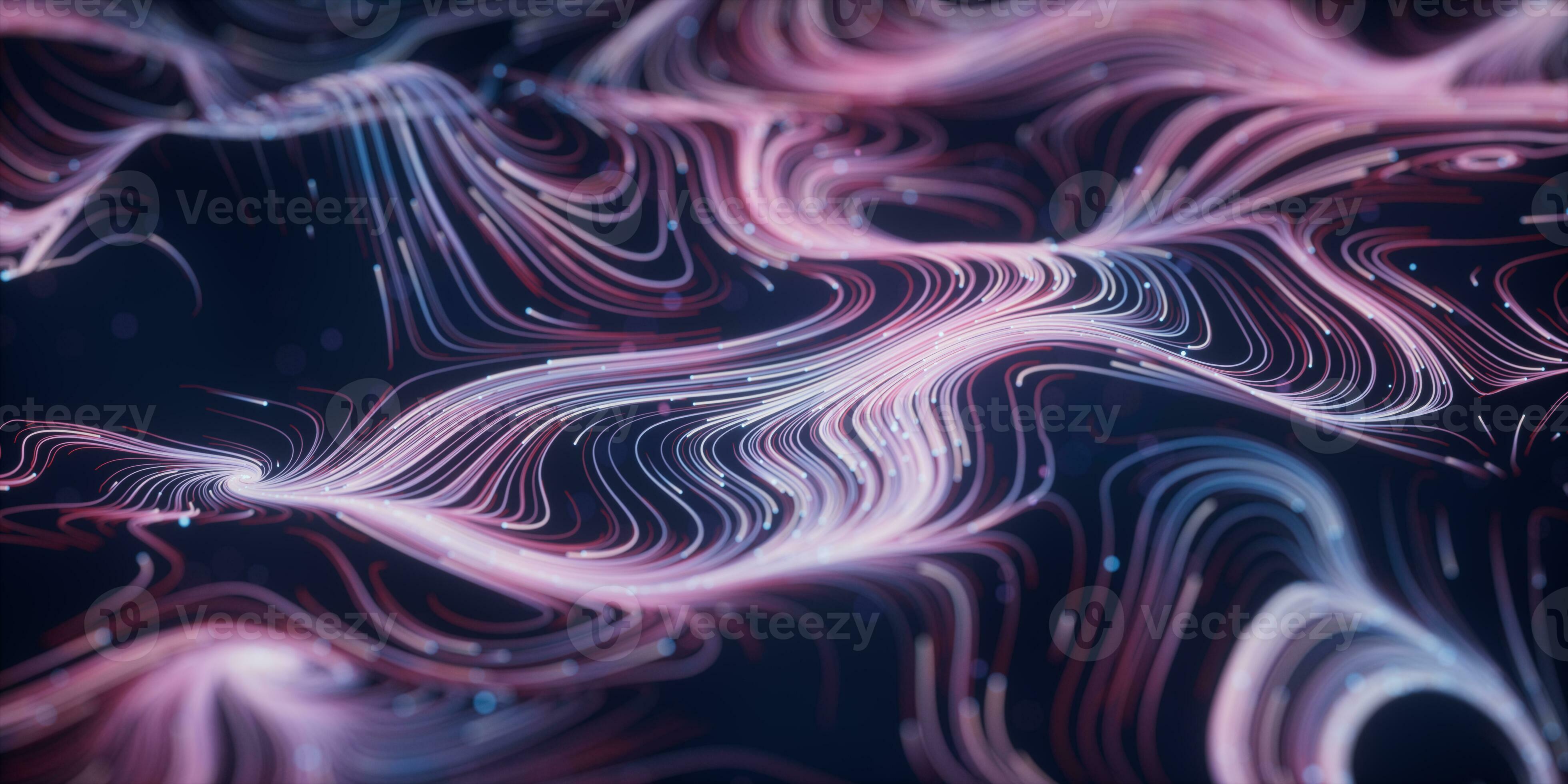 Wave particles lines with swirling pattern, 3d rendering. 27771129 ...