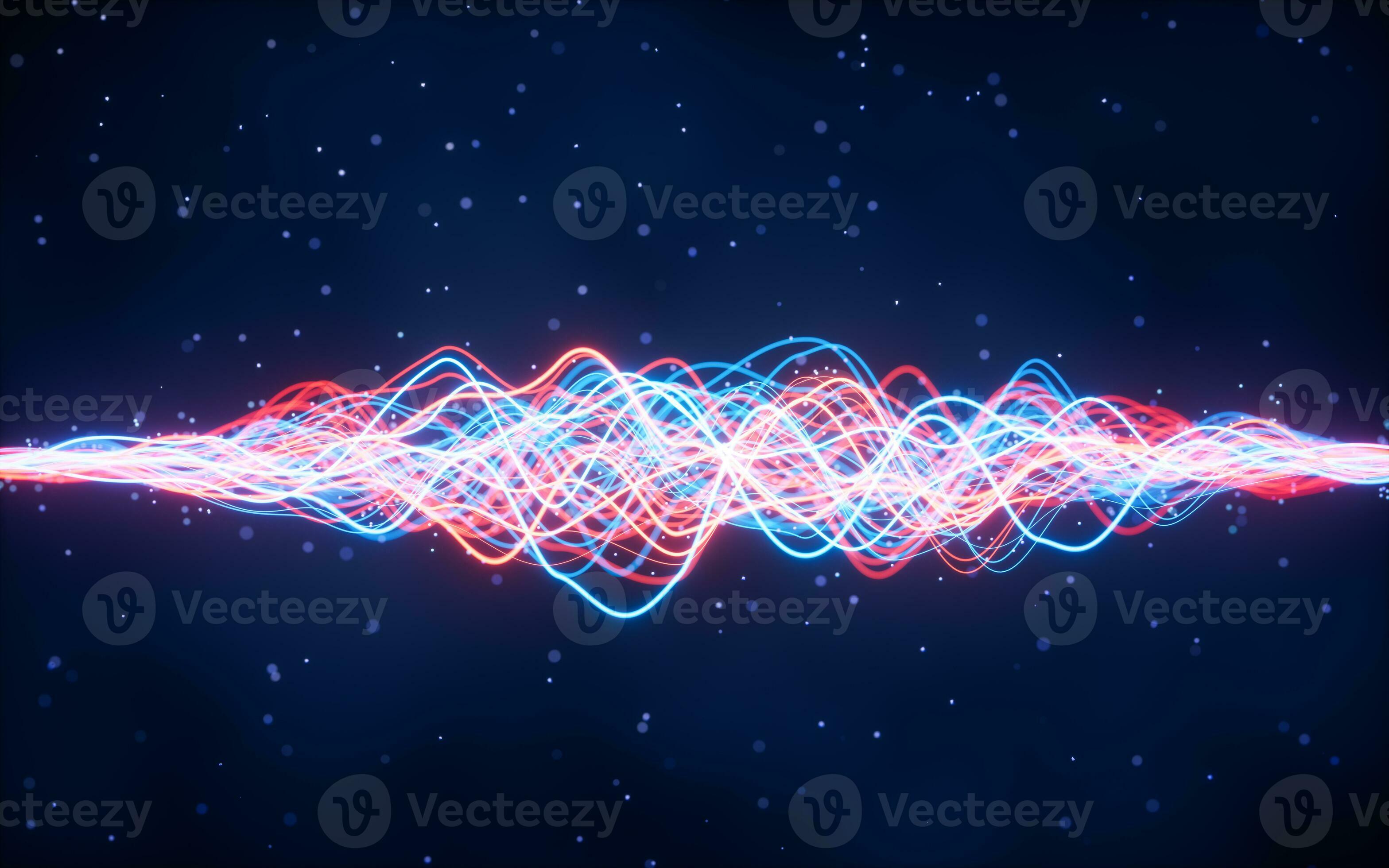 Abstract wave gradient curves and particles, 3d rendering. 27771467 ...