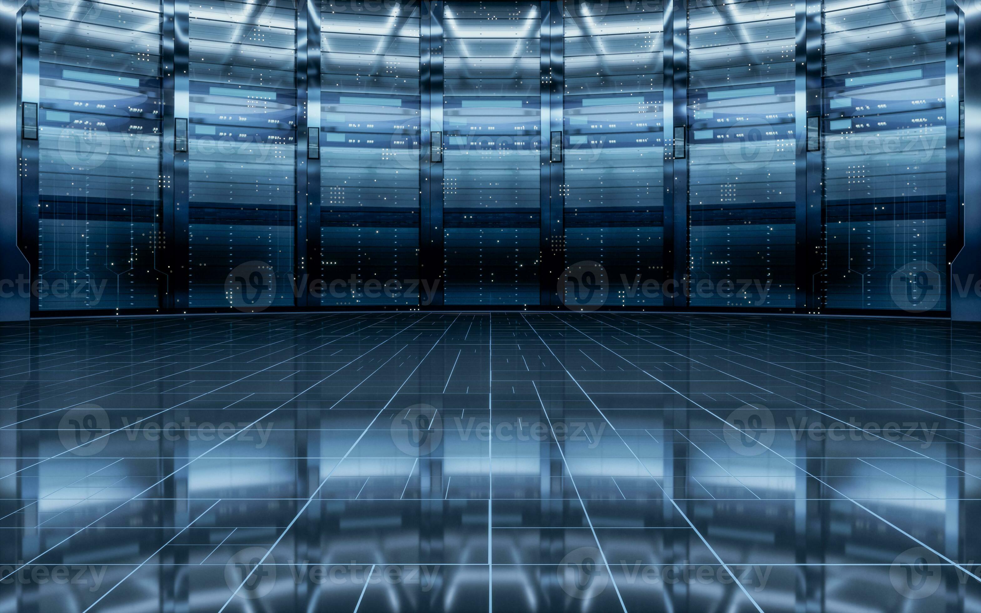 Sever racks and data center, big data and cloud computing concept, 3d ...