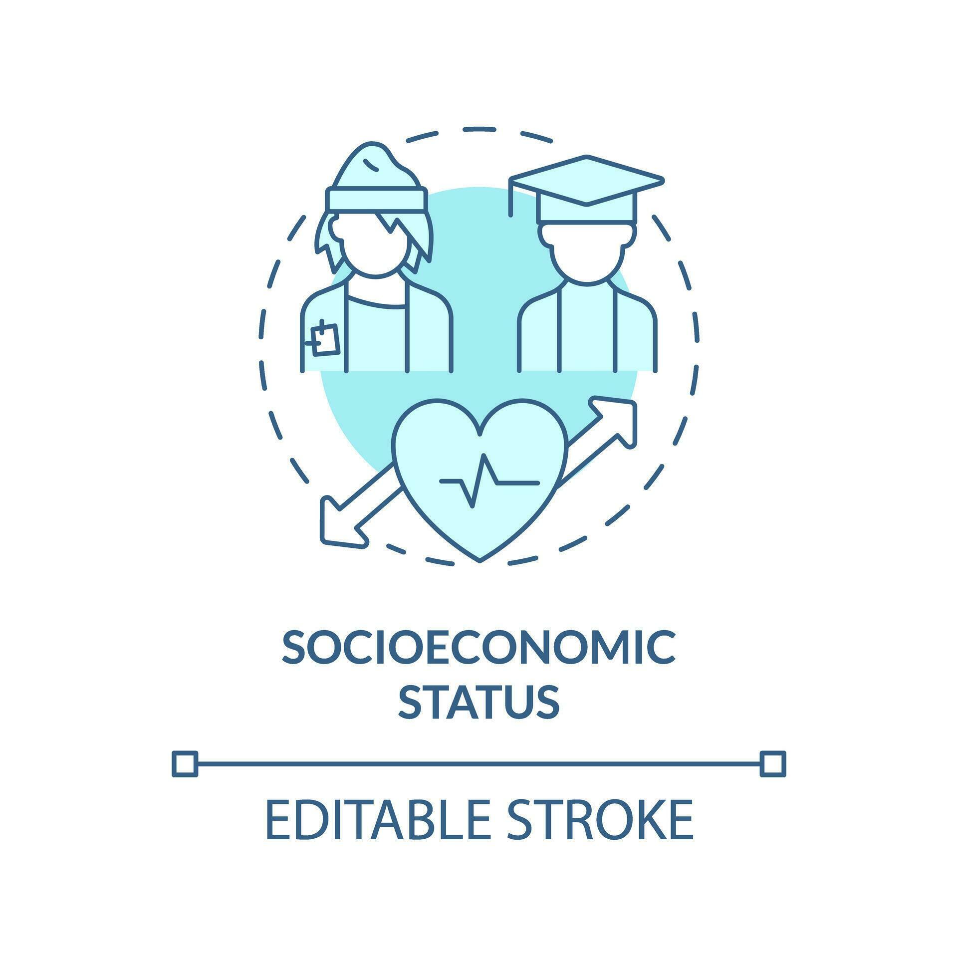 Socioeconomic status turquoise concept icon. Disease development risks for poor patients. Social ...