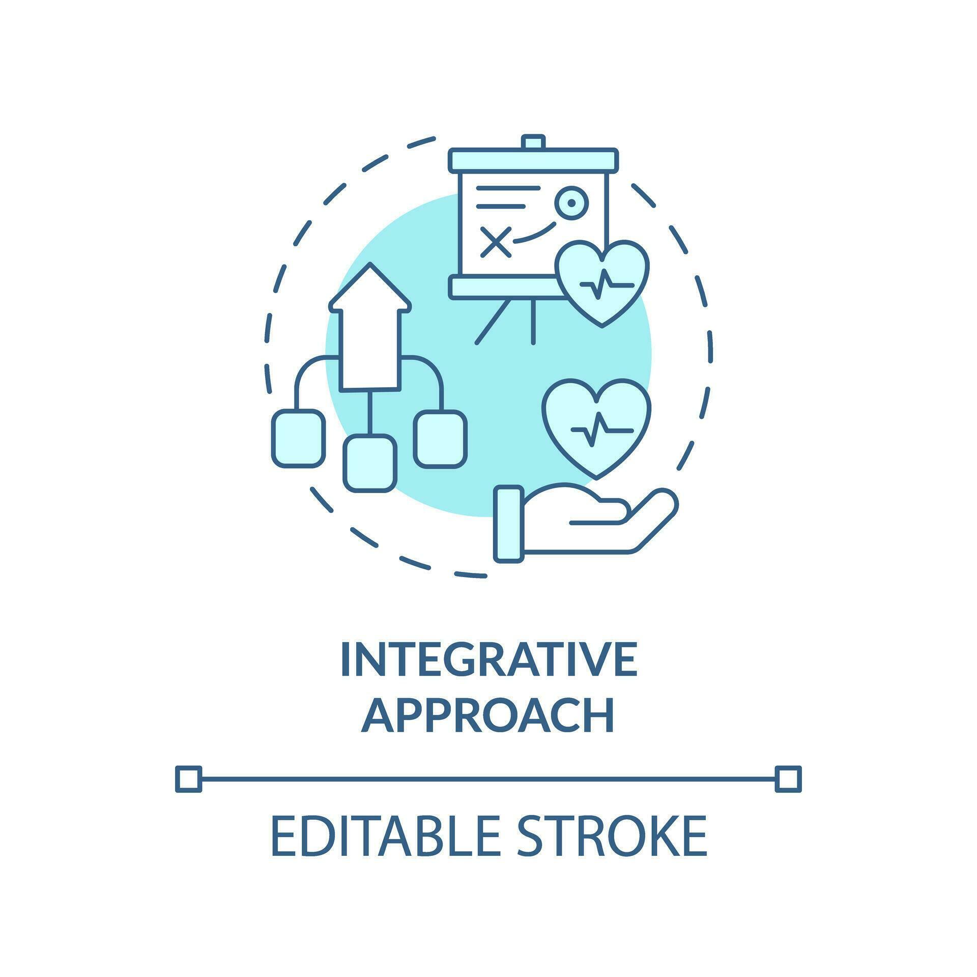 Integrative approach turquoise concept icon. Combined sources data ...