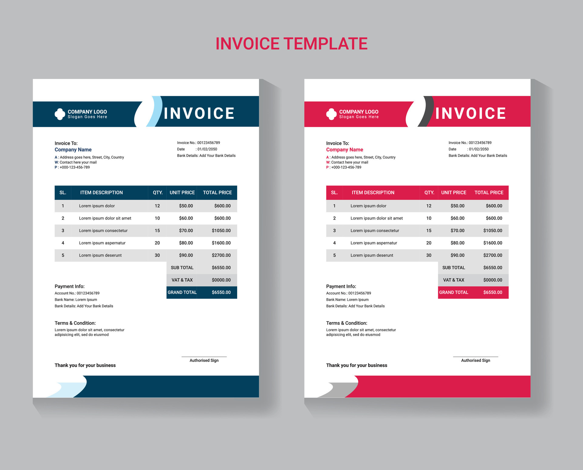 Vector clean invoice template, invoice design, Clean invoice vector ...