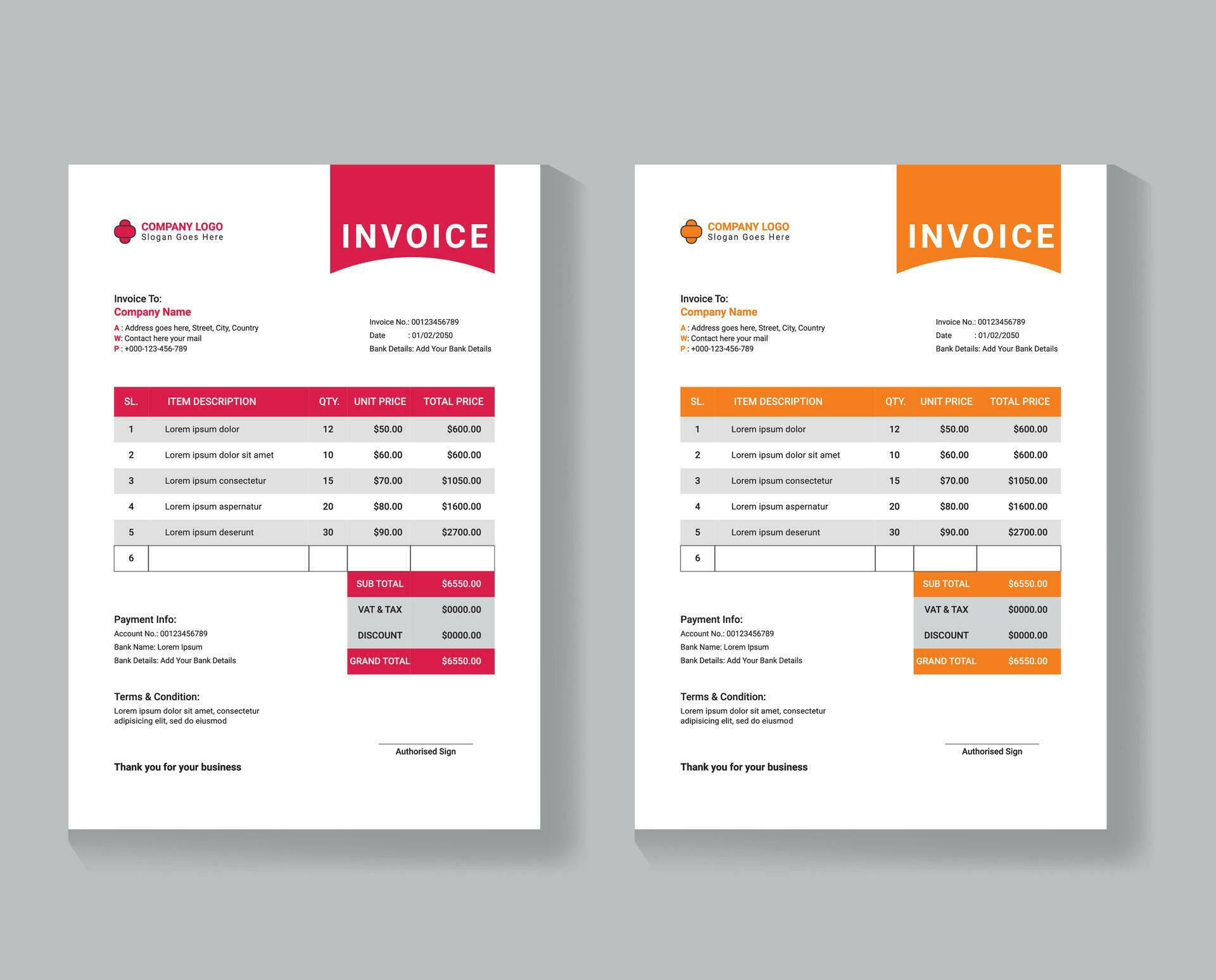 Vector clean invoice template, invoice design, Clean invoice vector ...