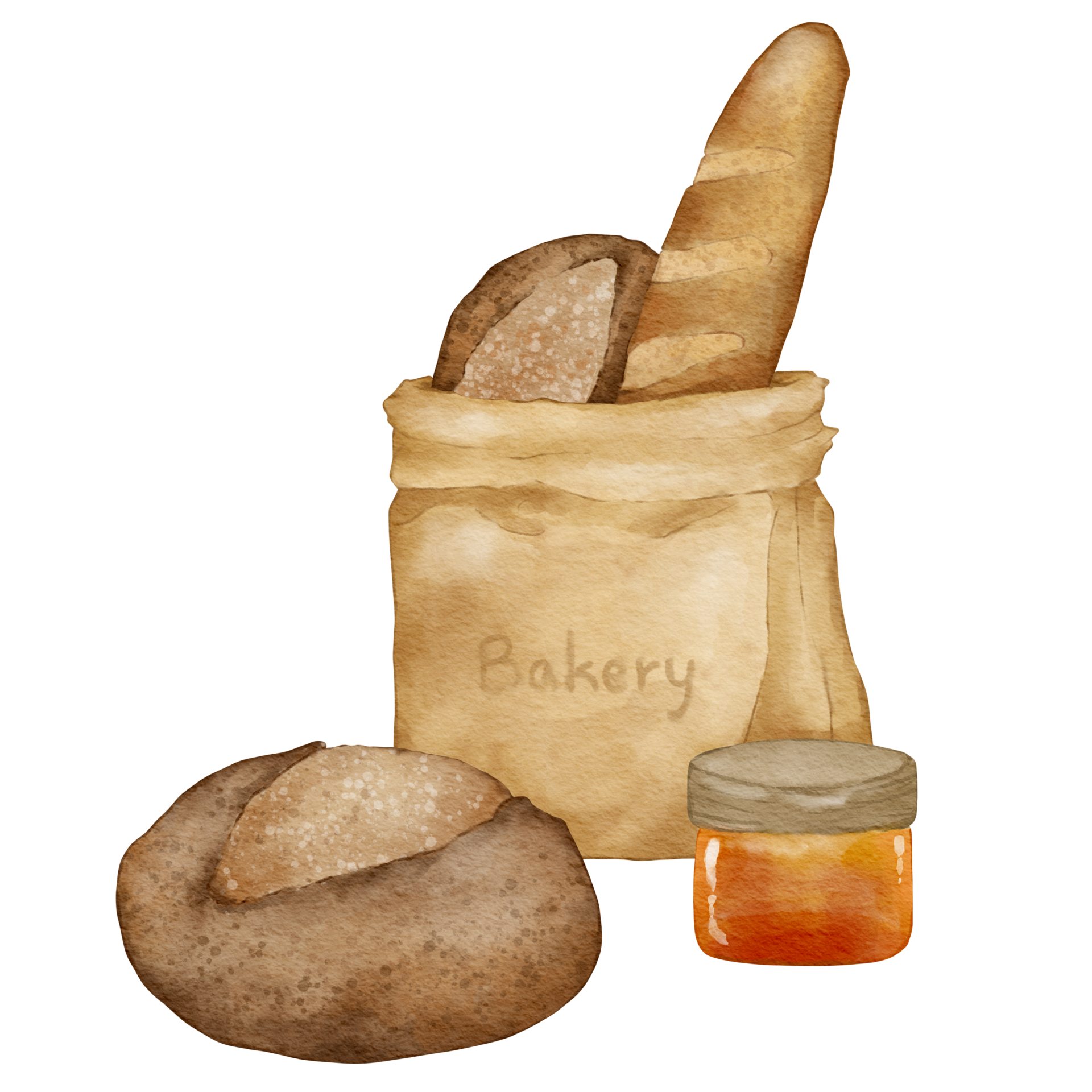 Watercolor Desserts And Bakery Products And Cooking Set Kitchen