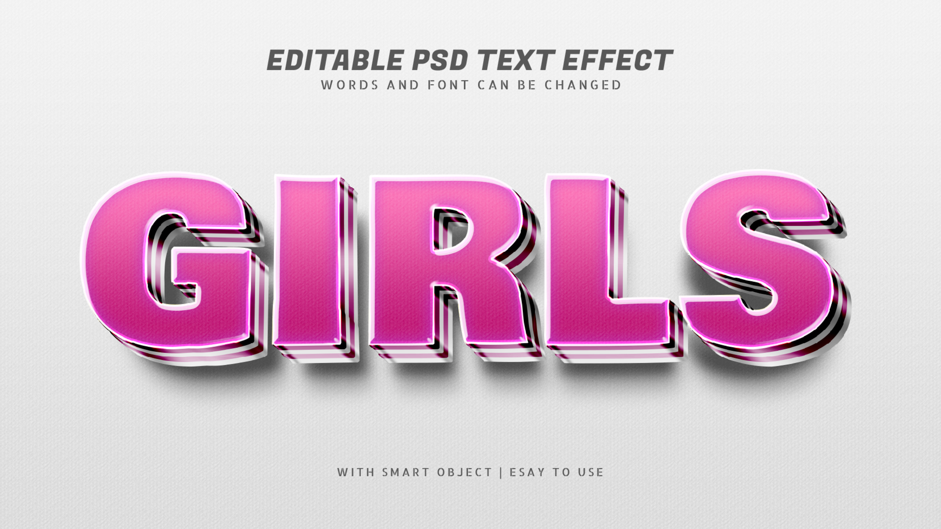 Girls 3d pink style text effect editable 27787024 PSD