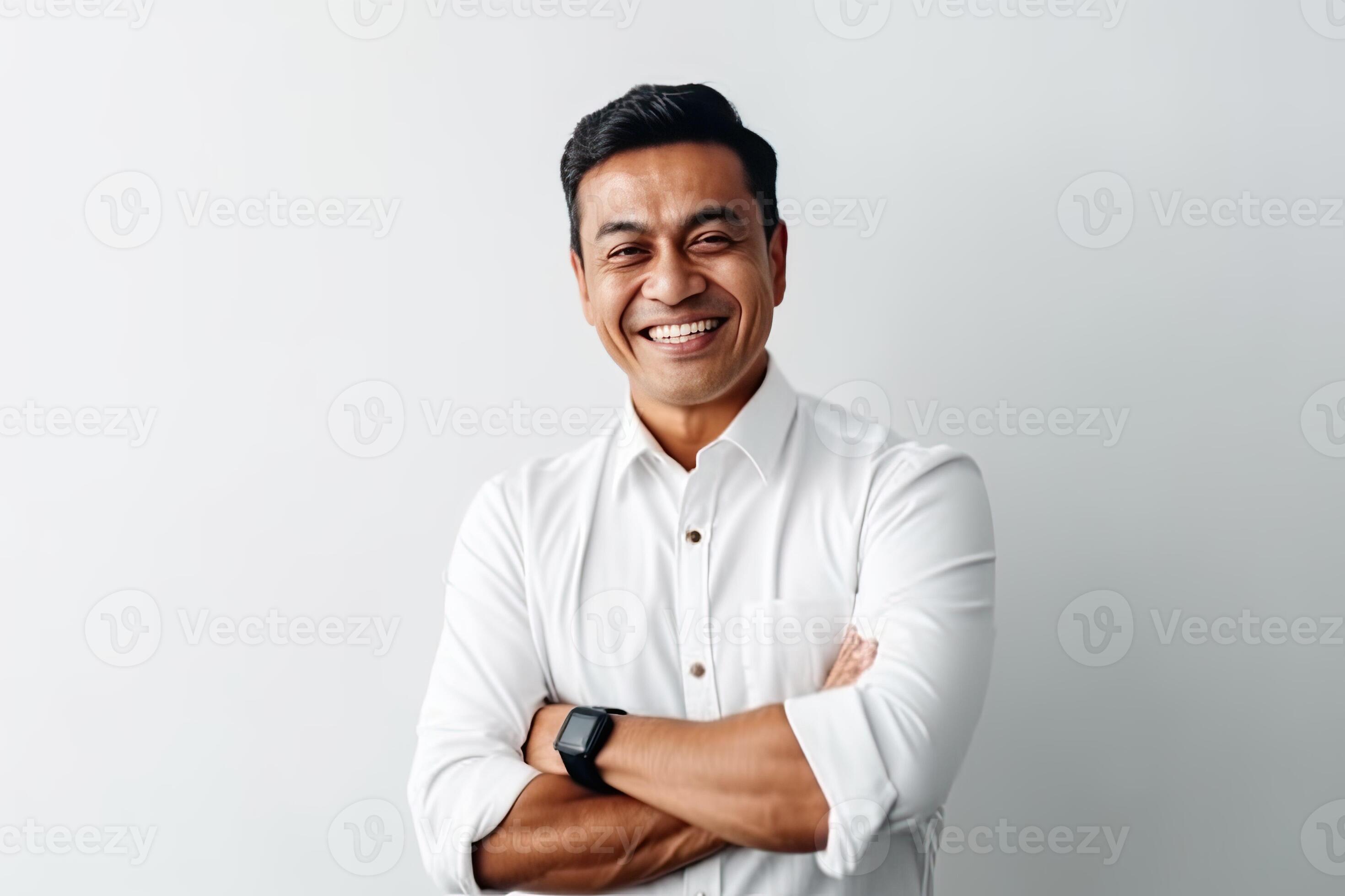 Portrait of young happy smiling business man, isolated over white ...