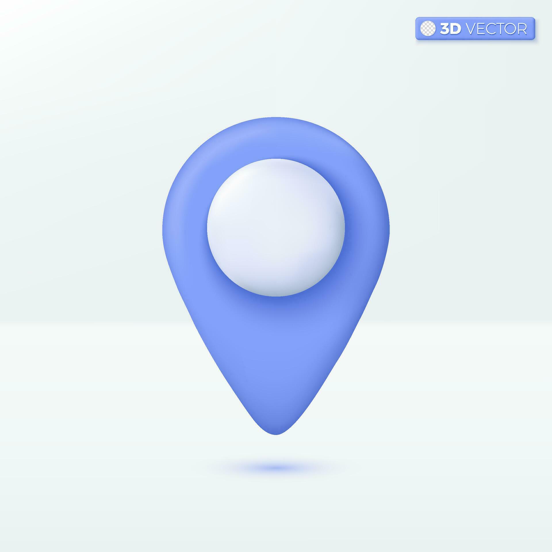 Location map pin icon symbols. Geolocation map mark, GPS pointer destination concept. 3D vector ...