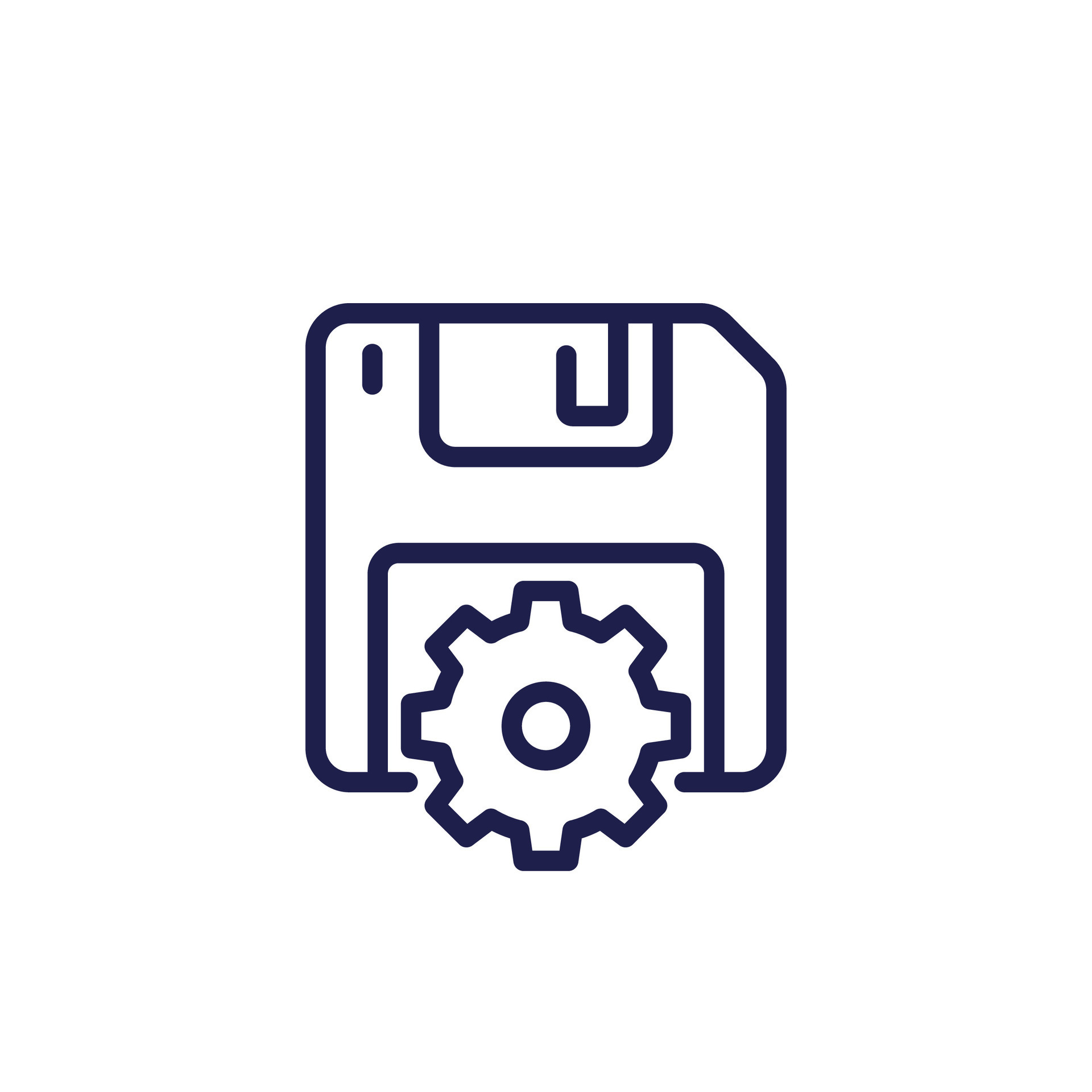 Backup Settings Line Icon With A Floppy Disk 27795006 Vector Art At