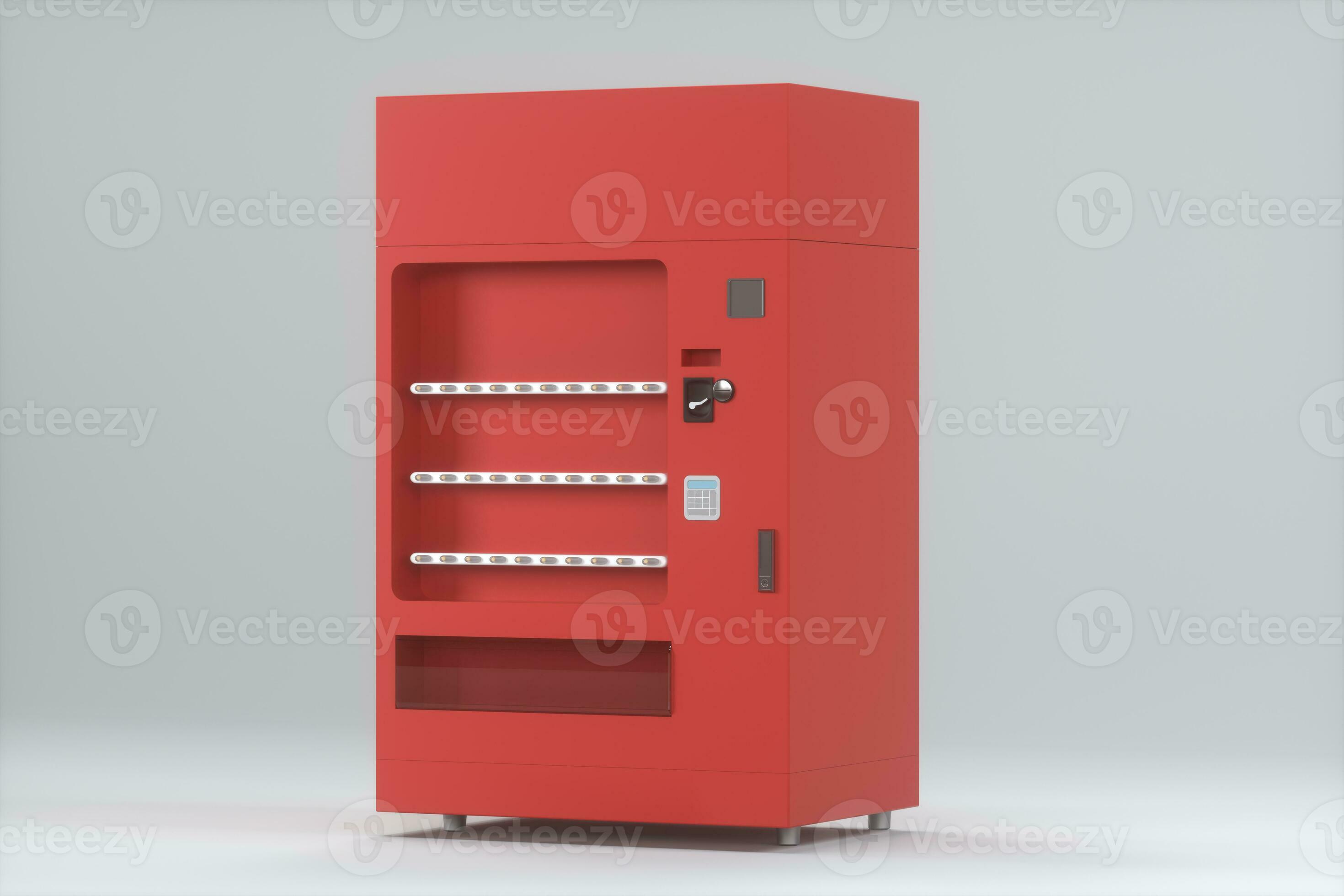 The red model of vending machine with white background, 3d rendering ...