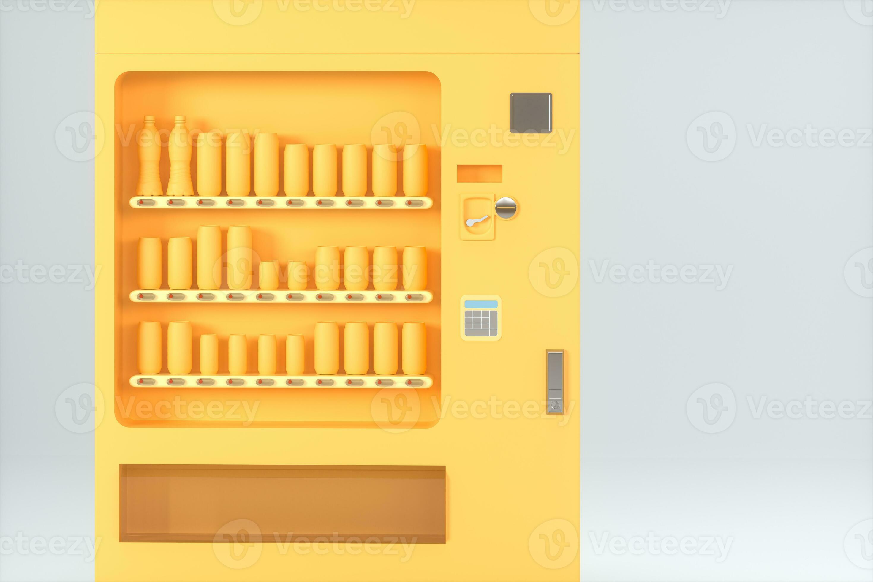 The orange model of vending machine with white background, 3d rendering ...