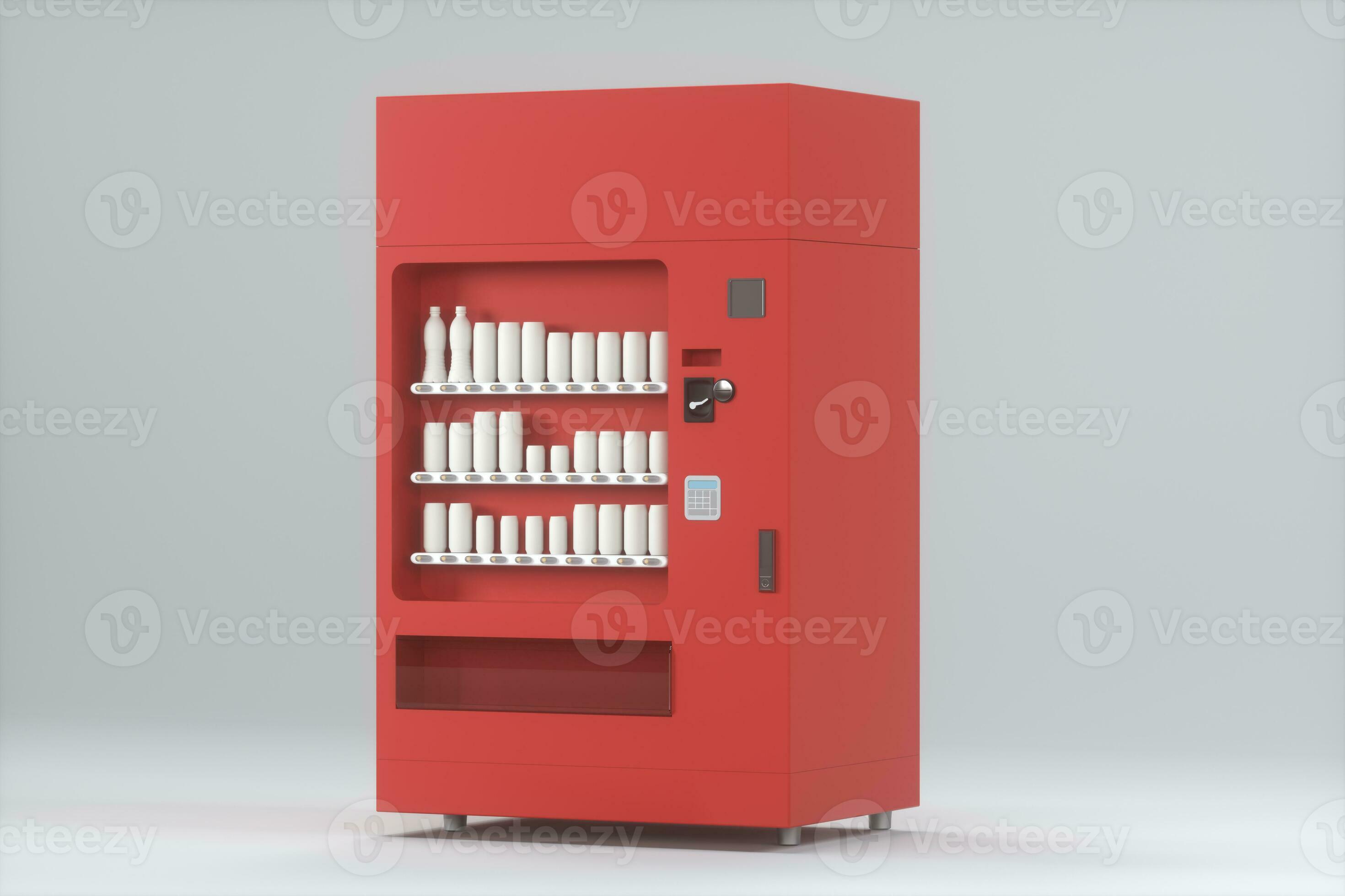 The red model of vending machine with white background, 3d rendering ...