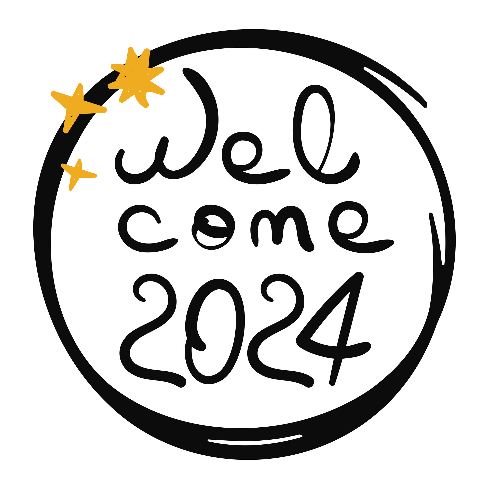 Bienvenido 2024 mano dibujado letras vector ilustración 27810879 Vector ...